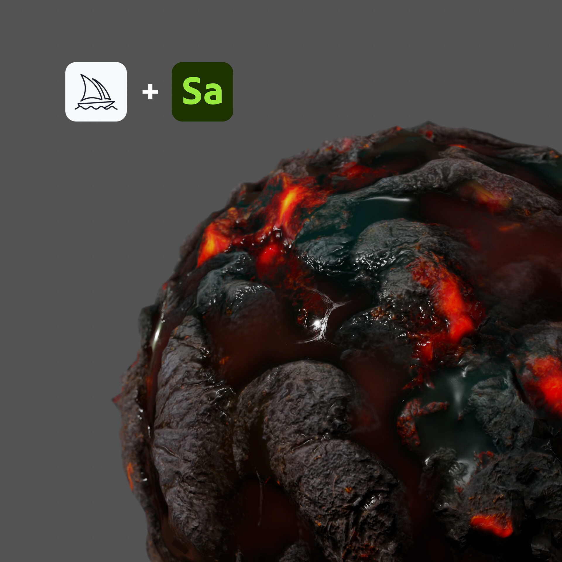 ArtStation - Hell Lava Ground 01 | Midjourney + Substance Sampler