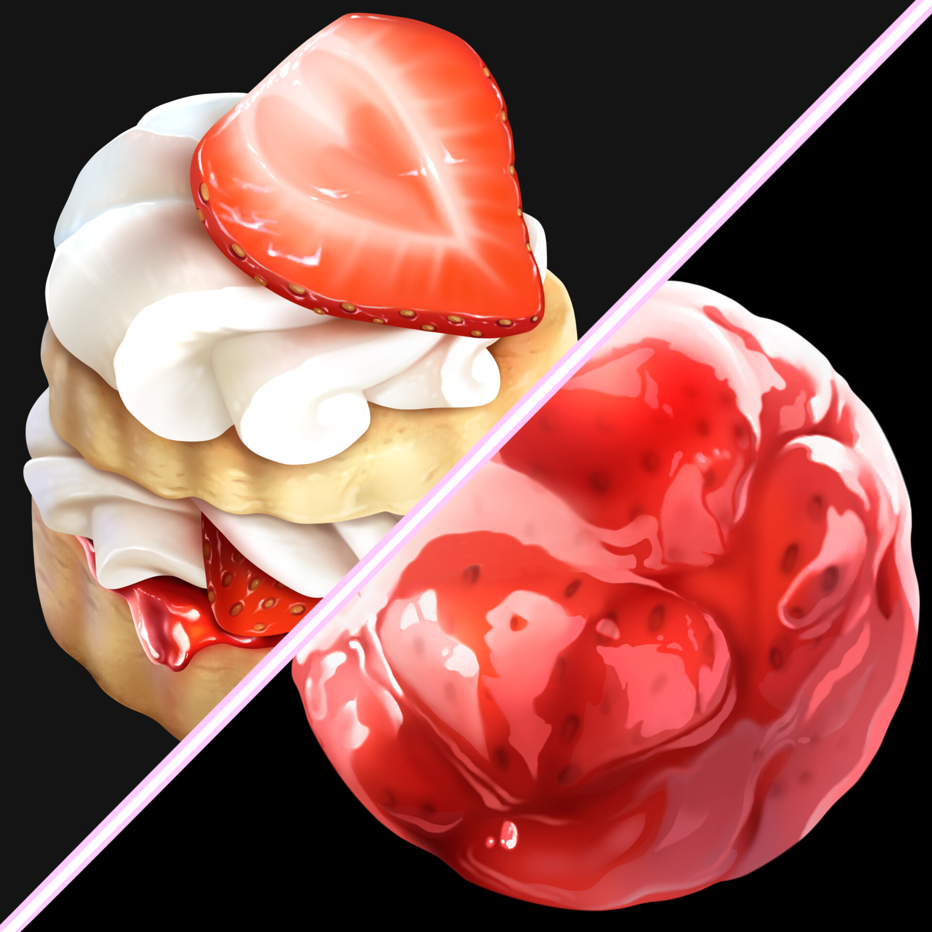 ArtStation - Material Study - Strawberry Shortcake and Jam