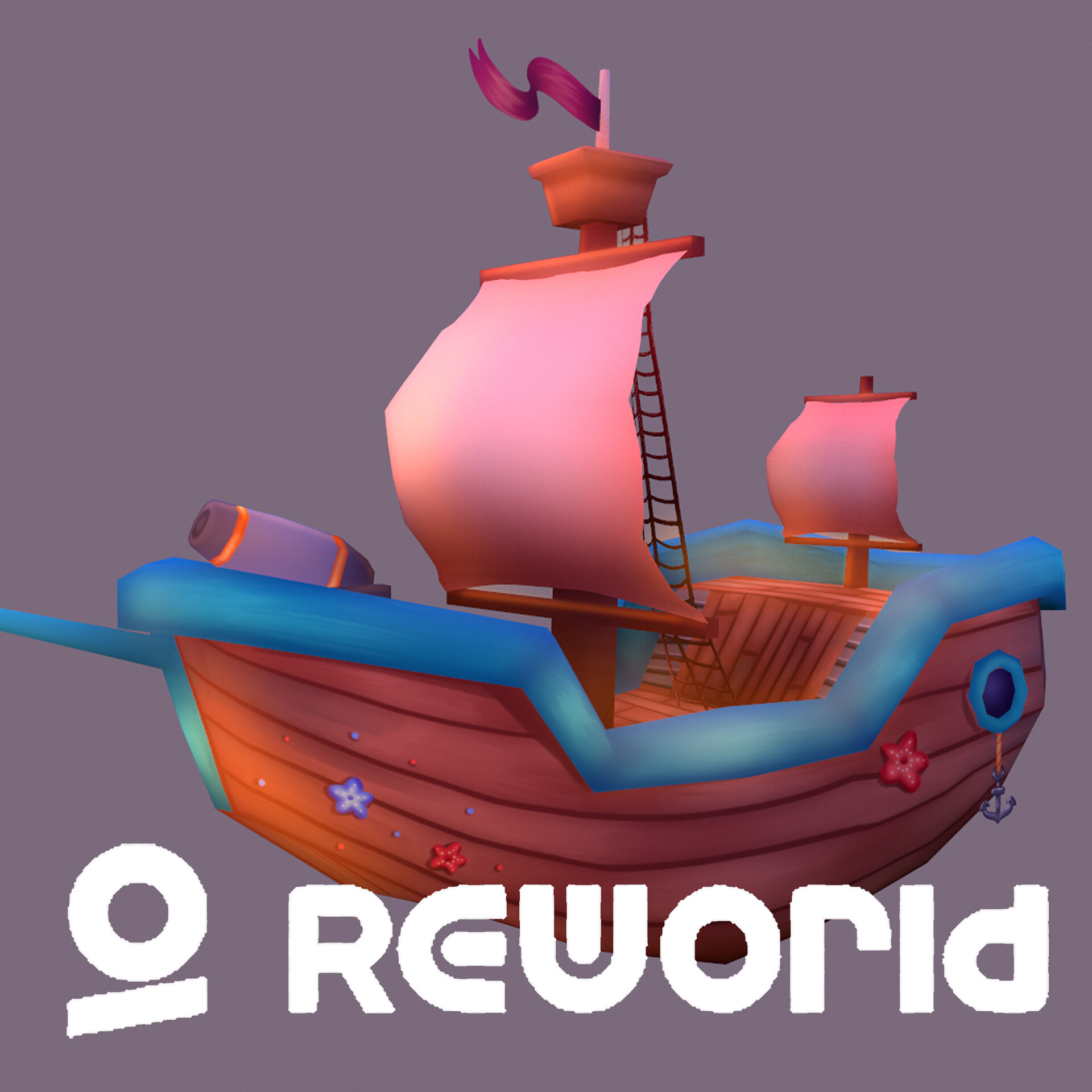 ArtStation - Hand-painted low poly stylized boat