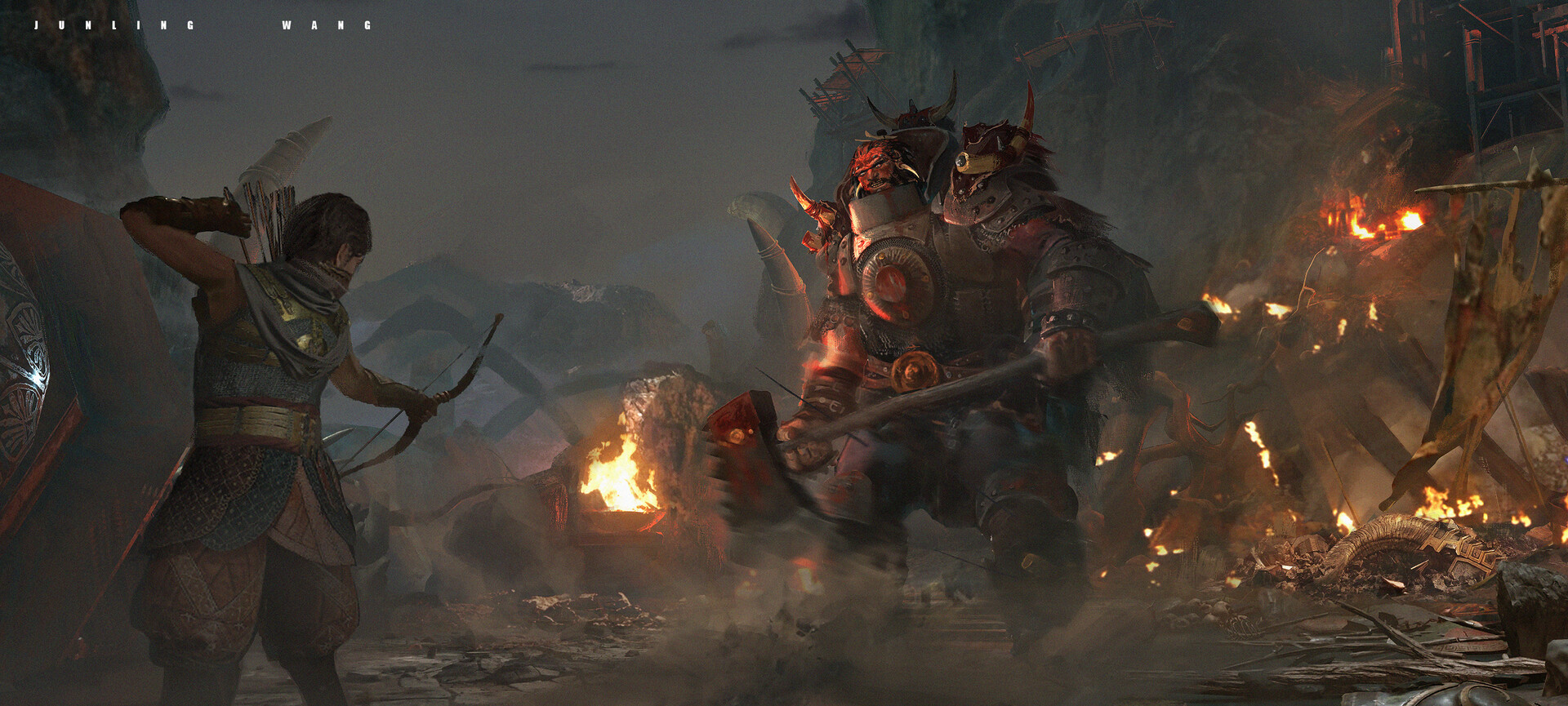 ArtStation - Red-headed barbarian warrior boss area