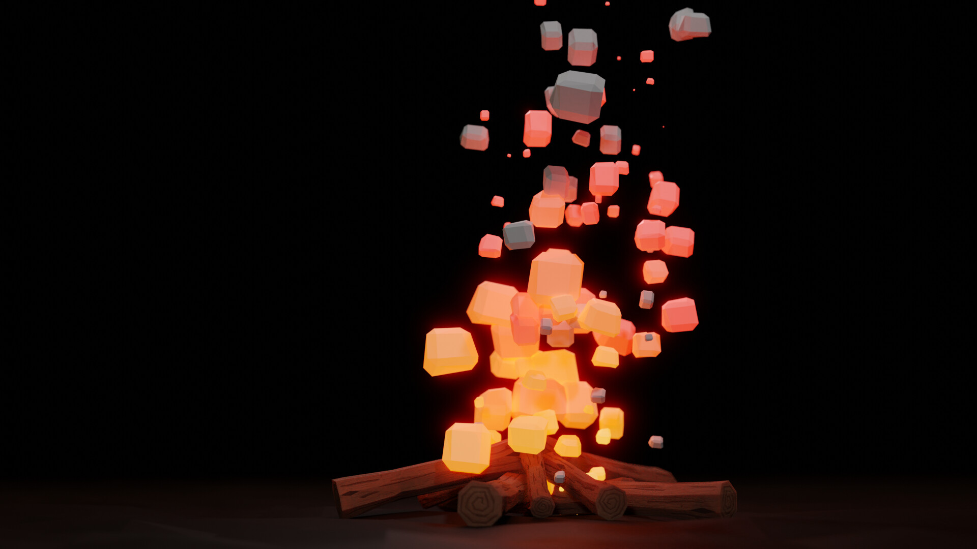 ArtStation - Low Poly Campfire