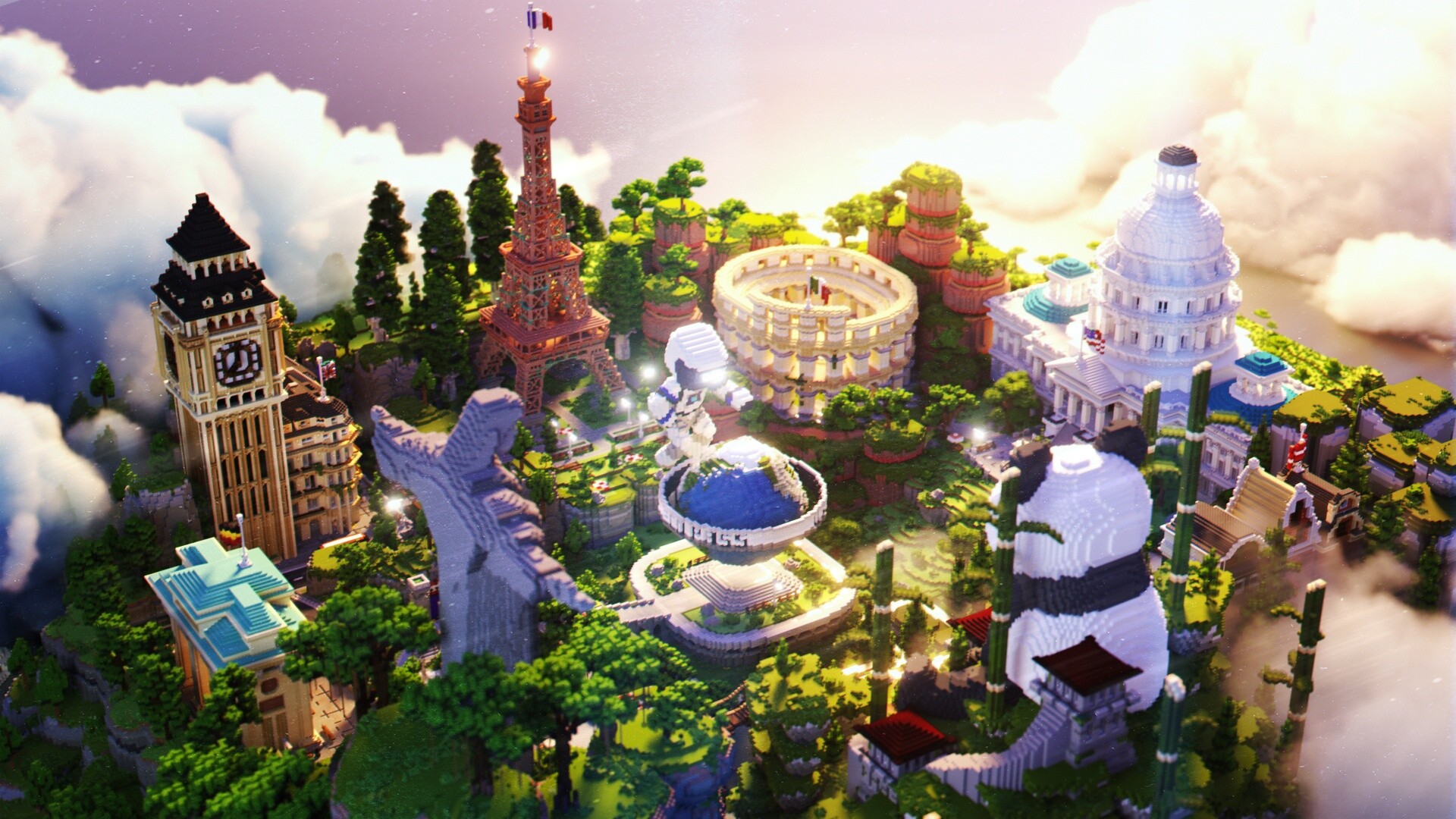 ArtStation - World Landmarks United: The Minecraft Monumental Hub