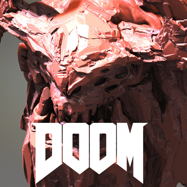 ArtStation - DOOM - Cyber Demon Rock Statue