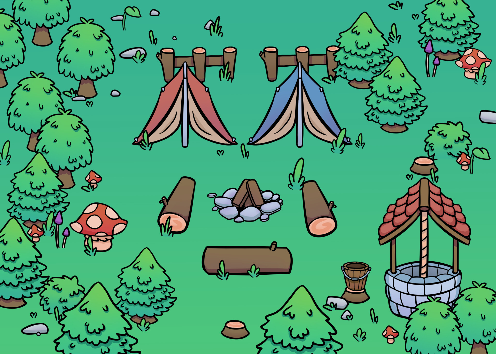 ArtStation - Colorful camping spritesheet