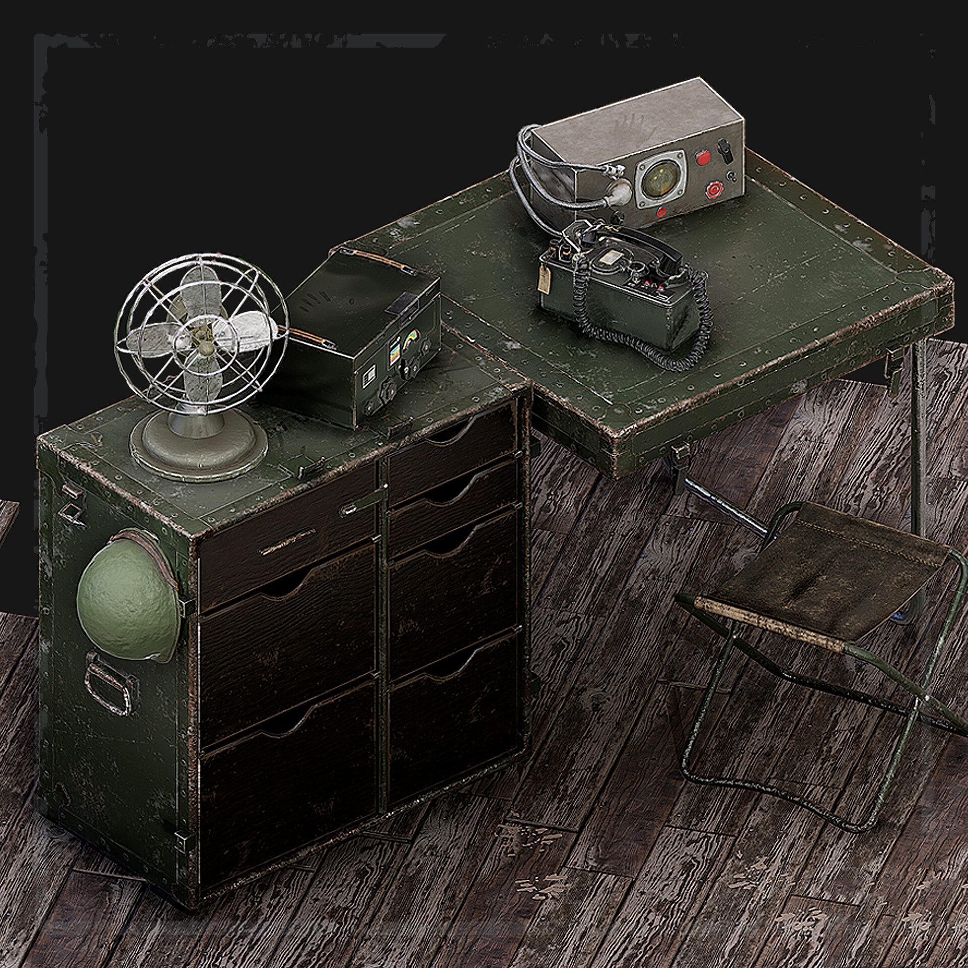 ArtStation - Military Desk Setup [WW2]