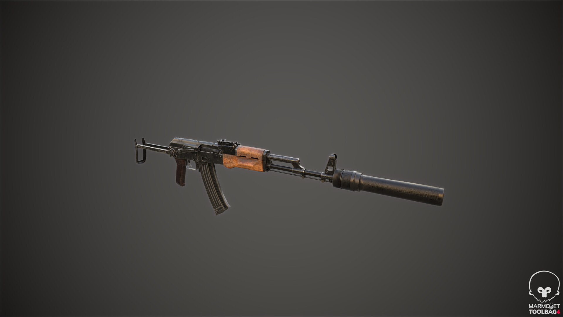 ArtStation - Soviet assault rifle AKMS with PBS-1 suppressor