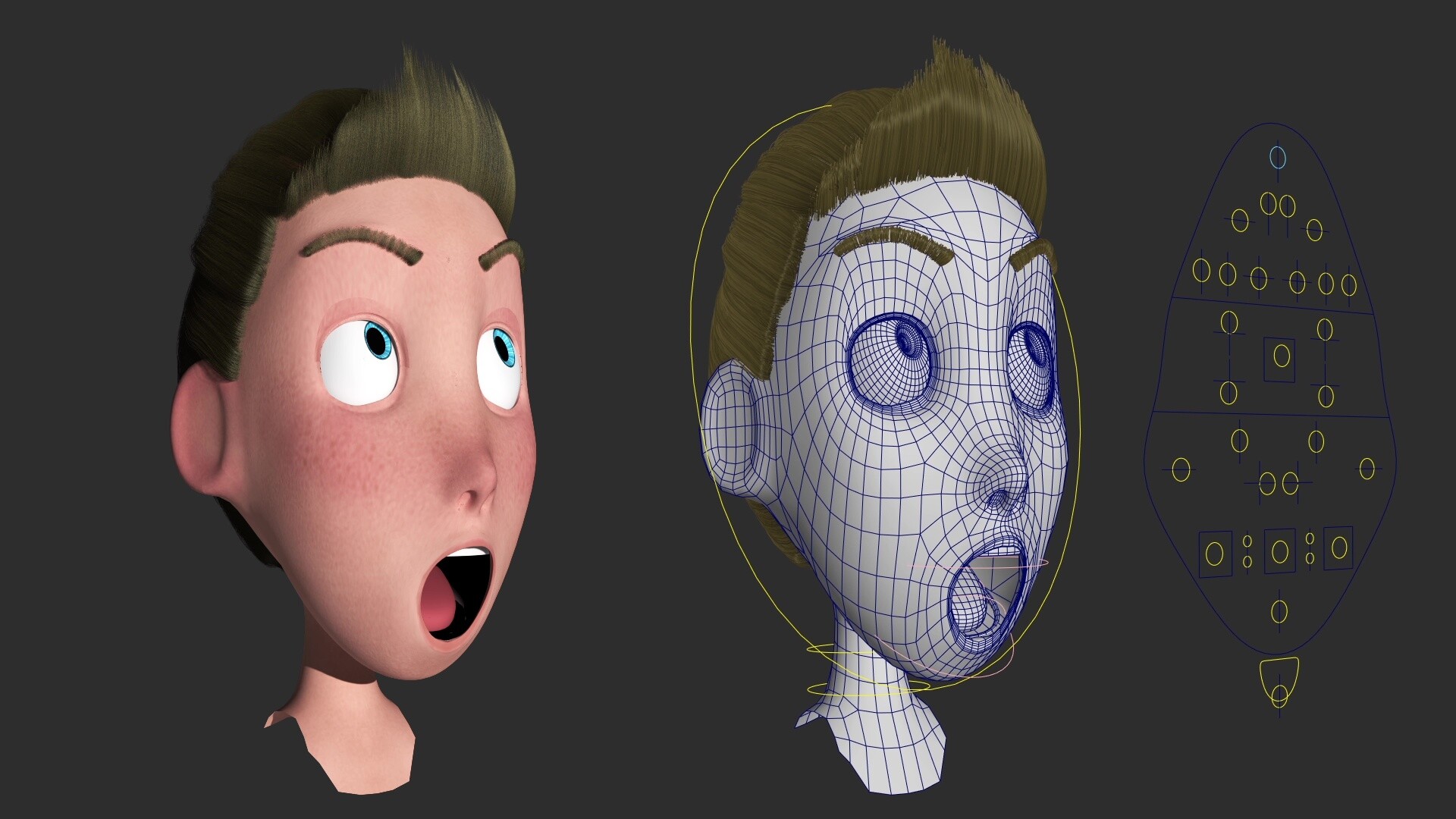 ArtStation - Facial rig + dynamic hair