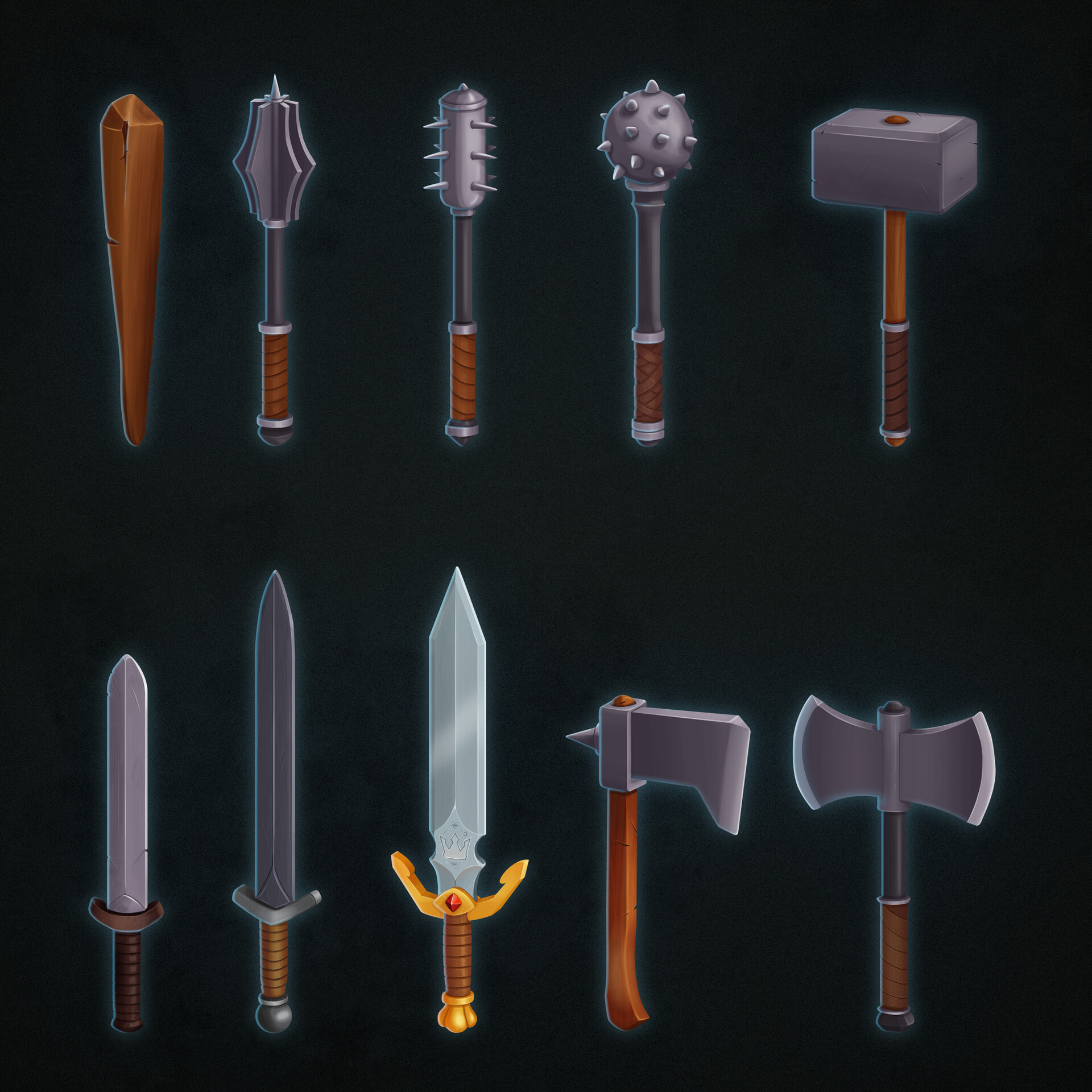 ArtStation - Imaginary Kingdoms Hero: Weapons design.