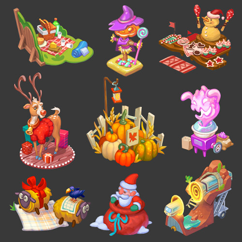 ArtStation - Isometric event objects concept