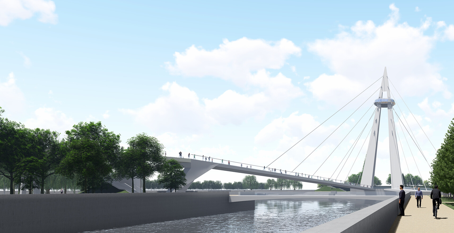 ArtStation - Concept of park with cable-stayed bridge