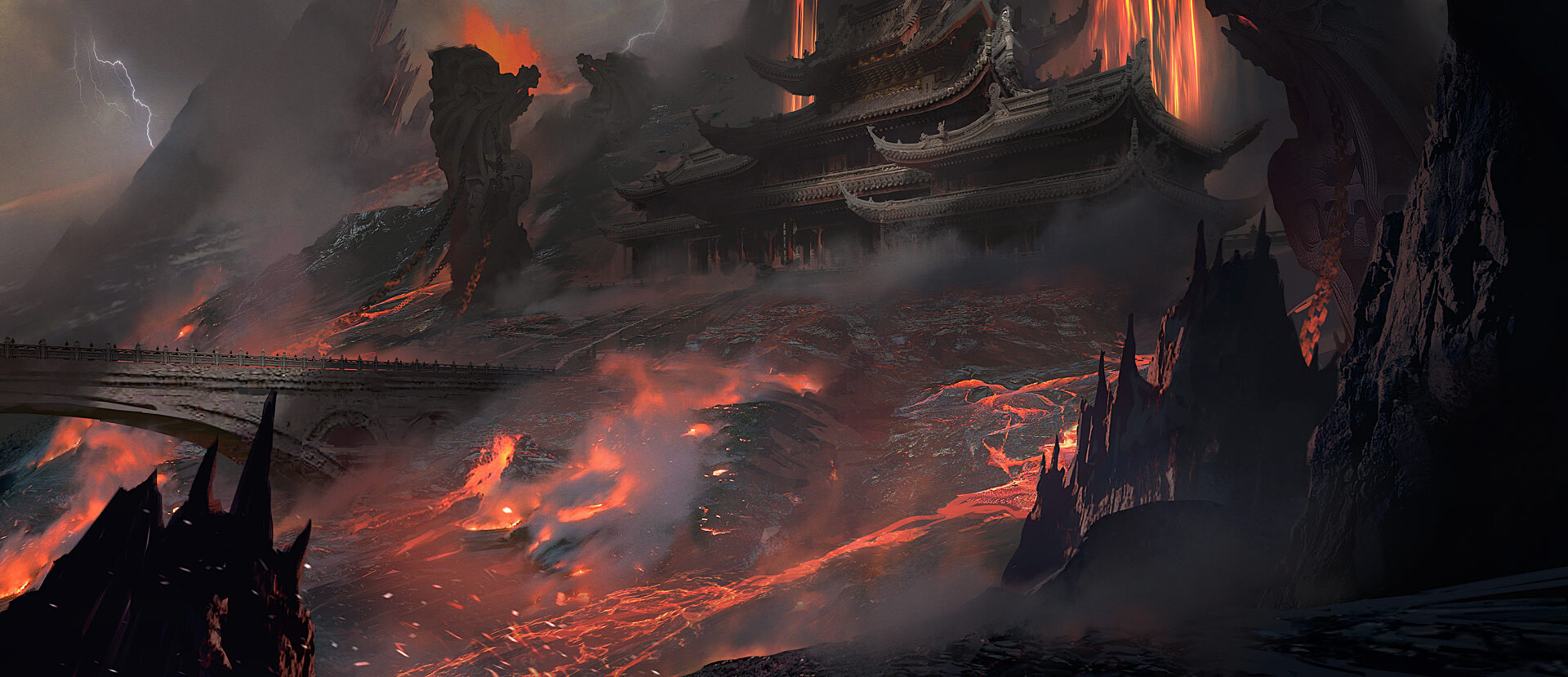 ArtStation - The temple on volcano