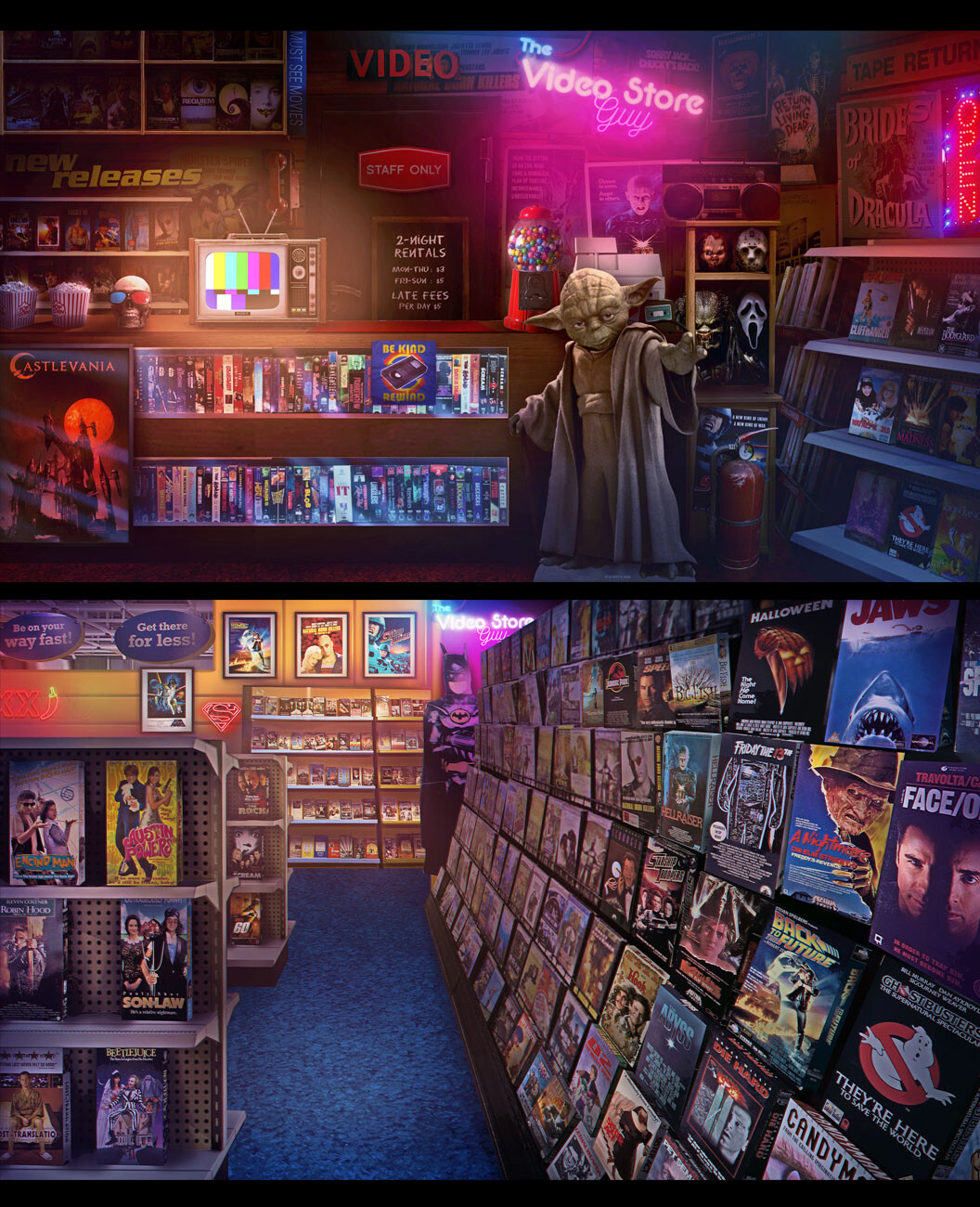 ArtStation - VHS era - 80s Video Store - Video maker, streamer background
