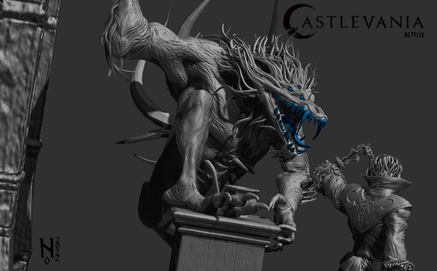 ArtStation - netflix castlevania fan art belmont + blue fangs + crurch