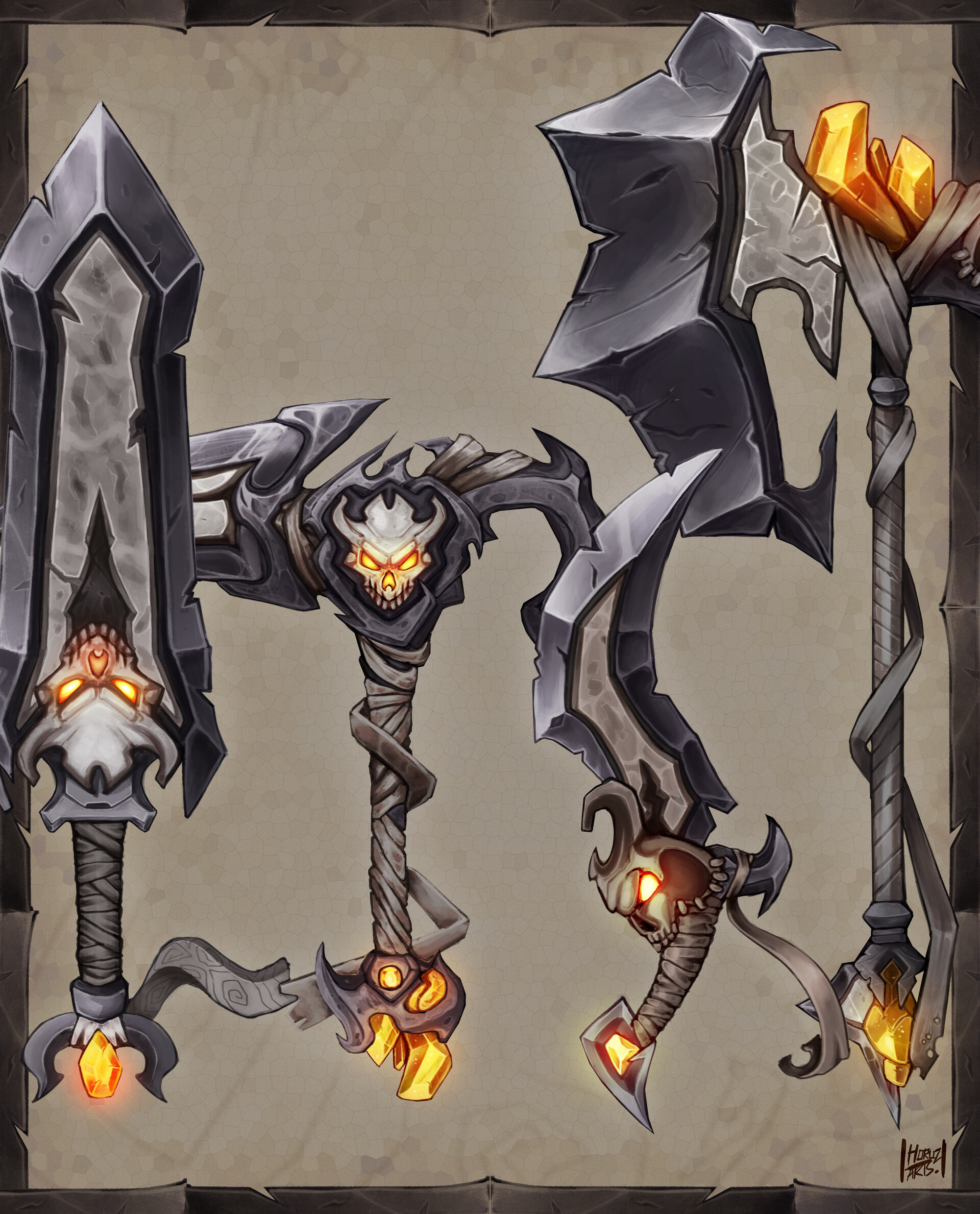 ArtStation - Concept Skull Stylized Weapon - Set