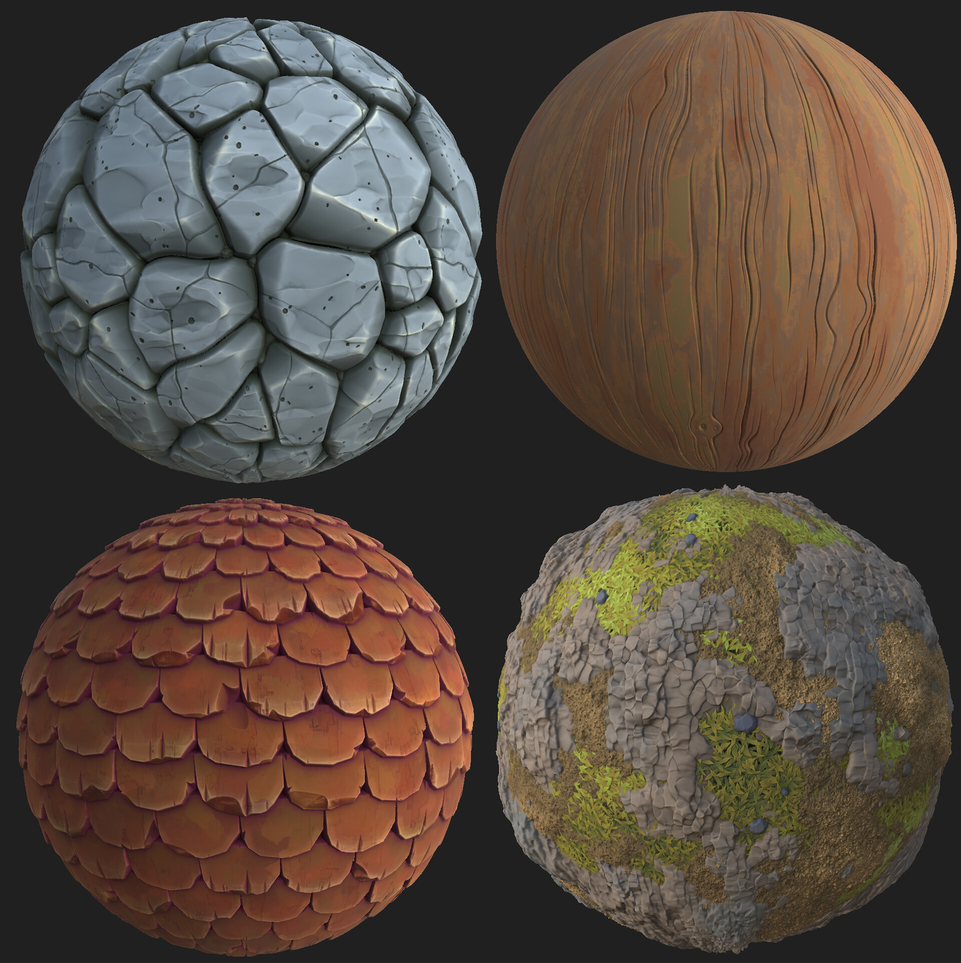 ArtStation - Stylized Materials - Stone, Tiles, Ground, Wood