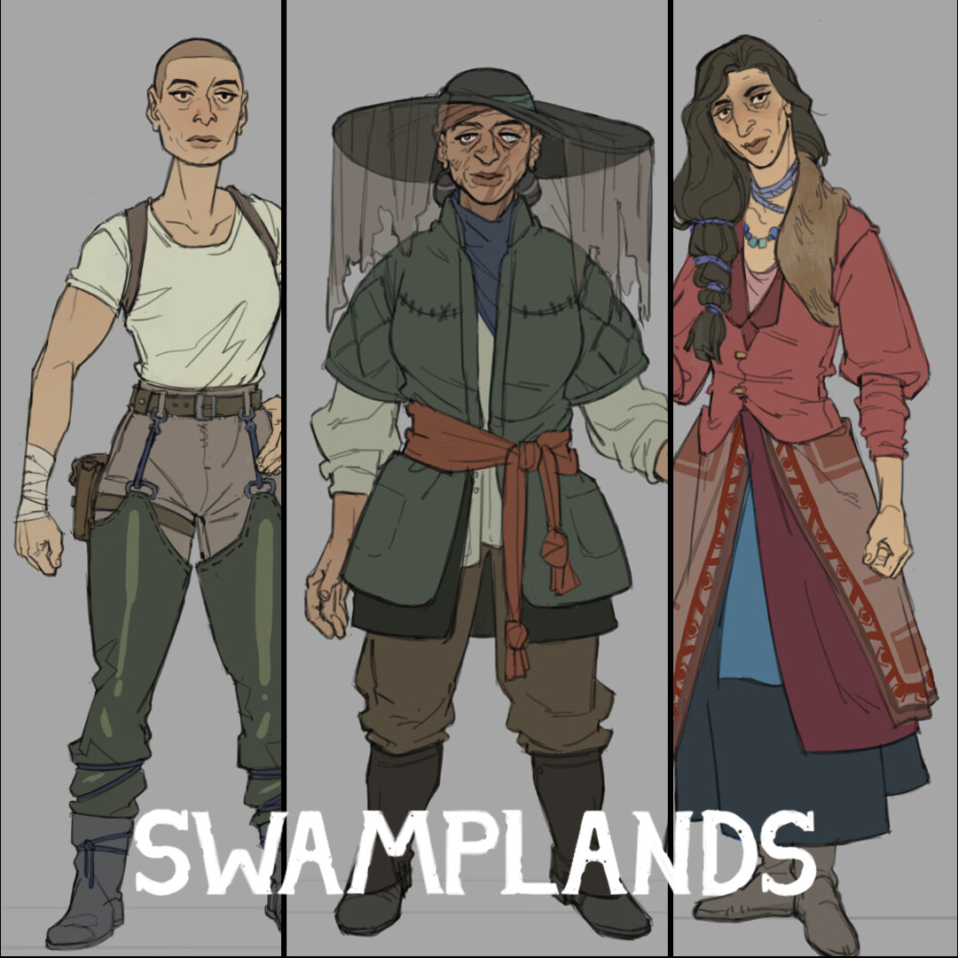 Tiana Oreglia - Swampland Character designs