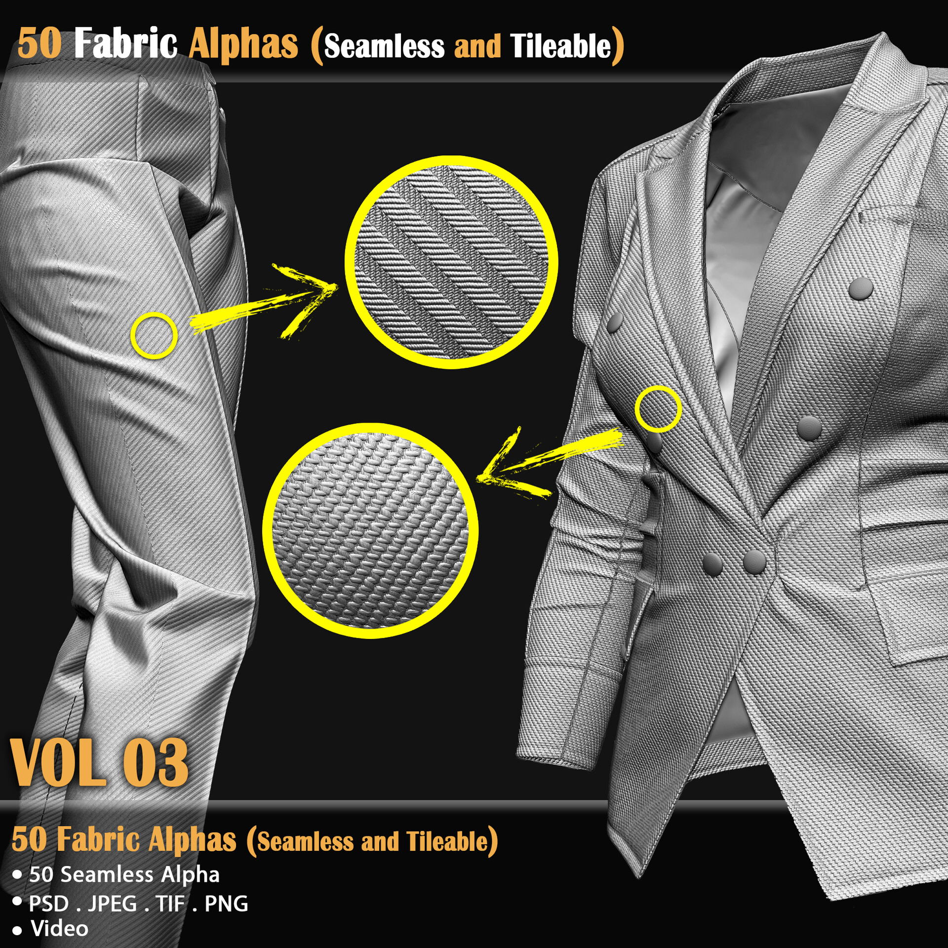 ArtStation - 50 Fabric Alphas (Seamless and Tileable) + Video (Vol 04)