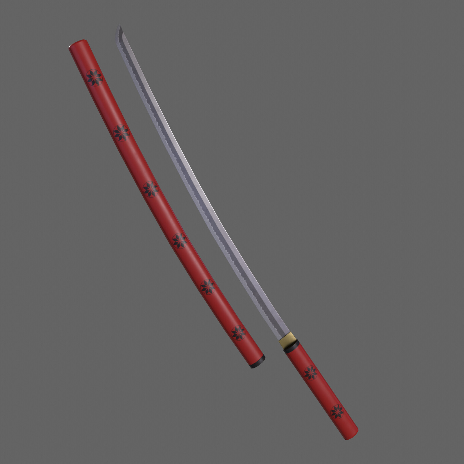 ArtStation - PBR Katana Japanese Sword V3 Red
