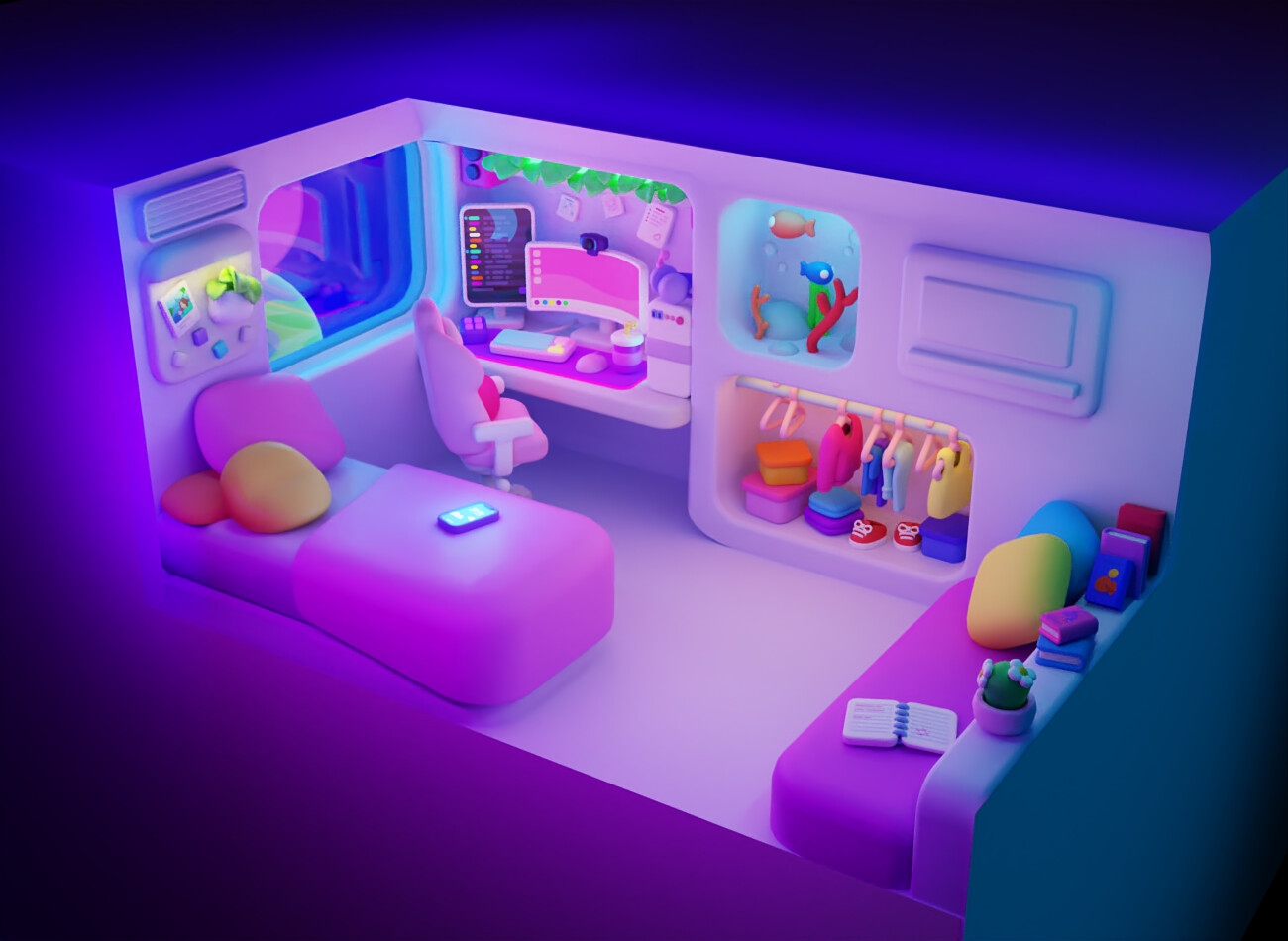 ArtStation - Streamers Room in a Spaceship