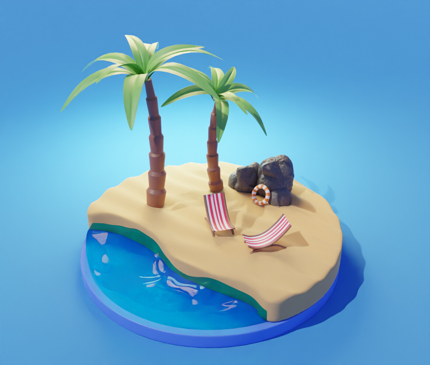 ArtStation - Beach Scene Low-poly