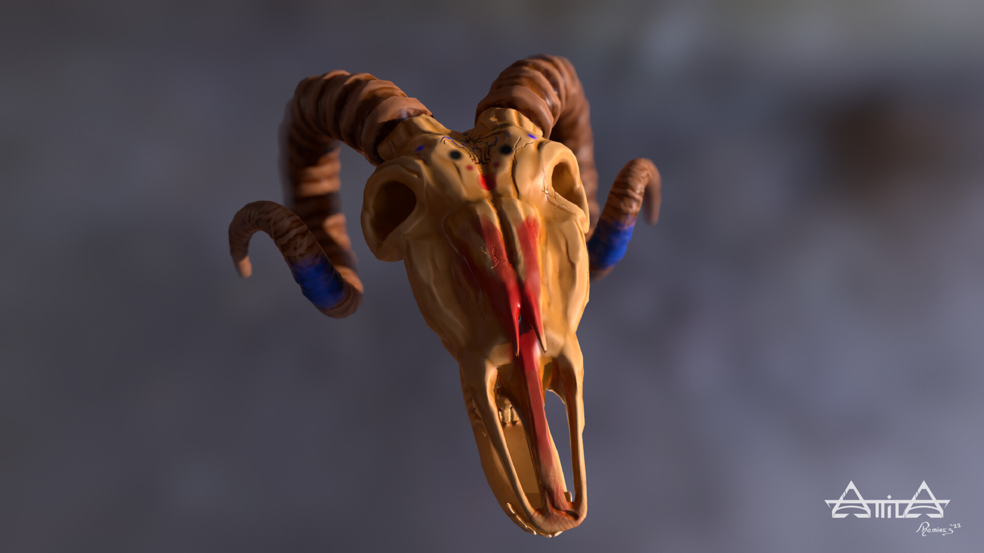 ArtStation - Goat stylized skull