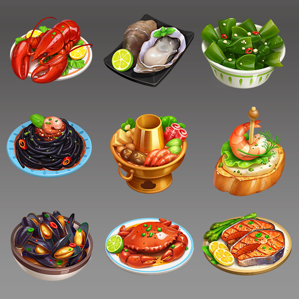 ArtStation - Some delicious sea food icons