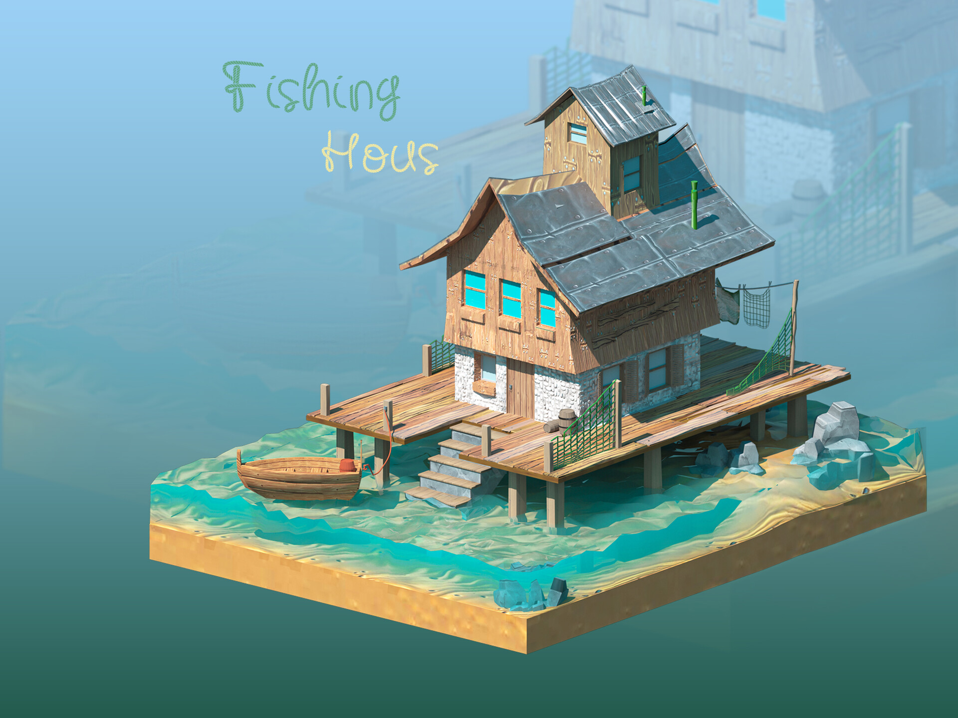 ArtStation - Fishing house Diorama
