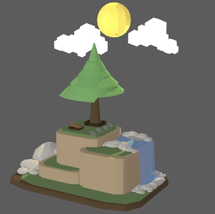 ArtStation - Low Poly Waterfall Scenery