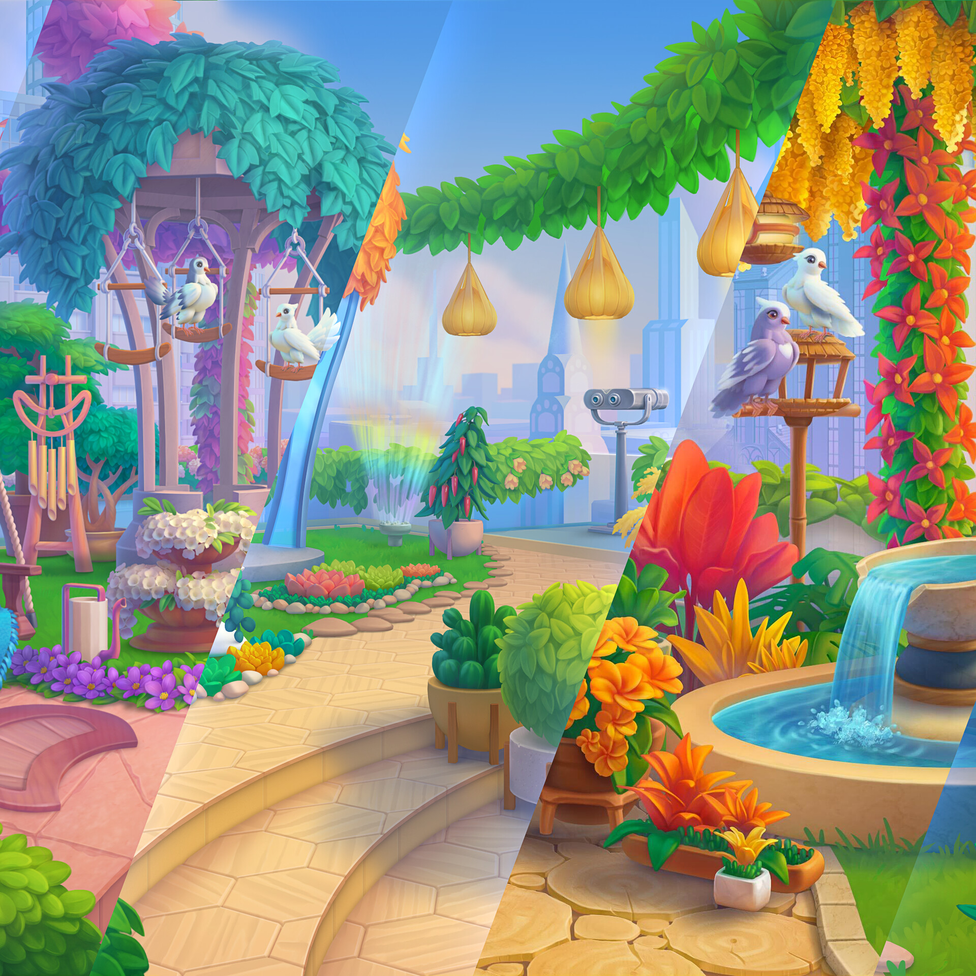 ArtStation - Roof garden (Playrix, Home Games studio)