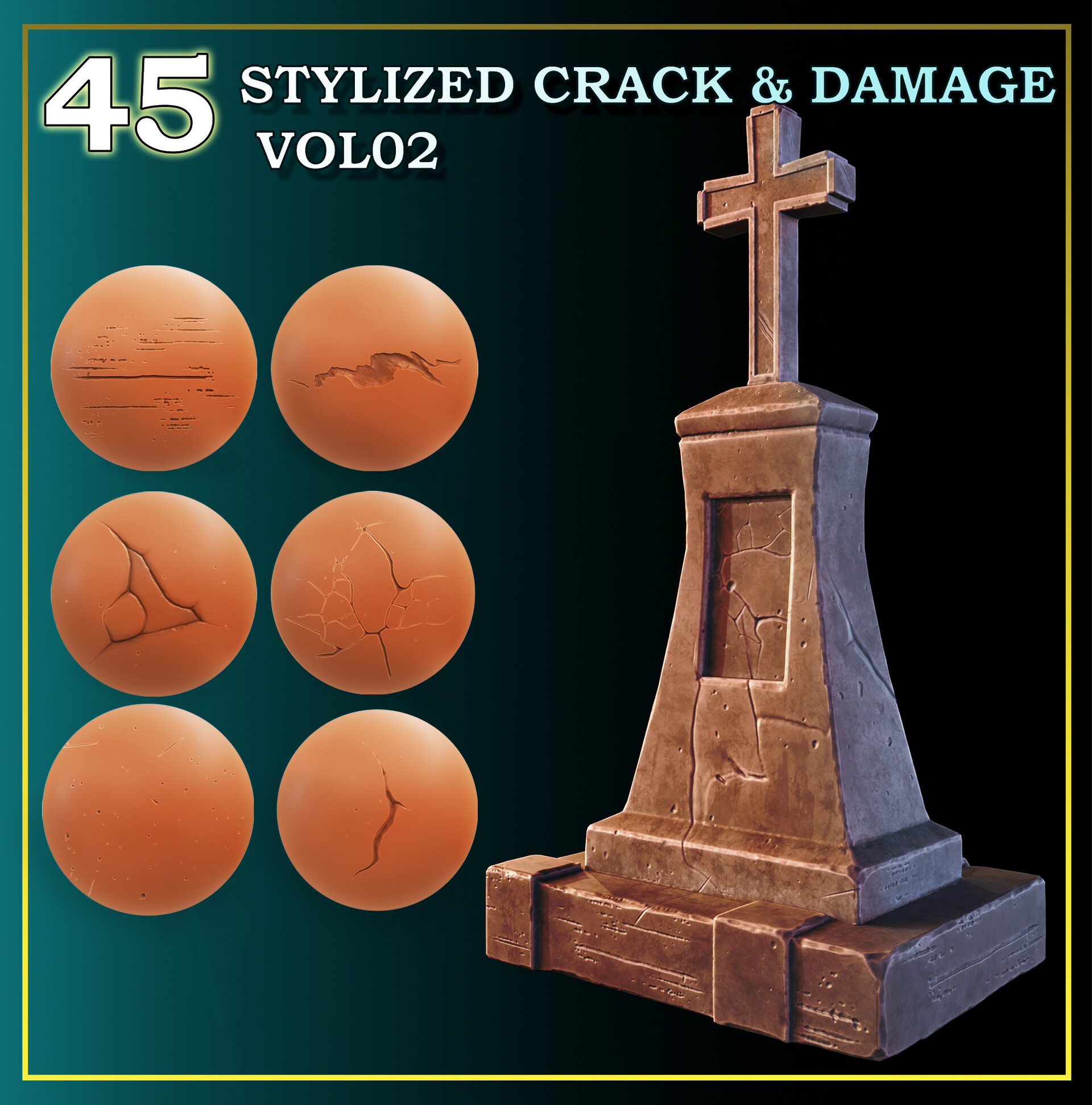 ArtStation - 45 Stylized Crack & Damage Vol 02