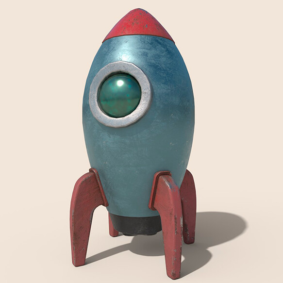ArtStation - Simple Stylized Retrofuturism Space Rocket