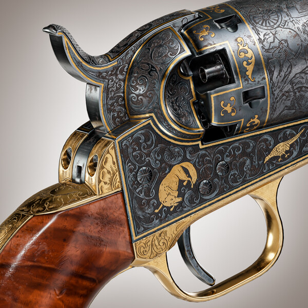 ArtStation - Gold-inlaid Colt 1849 Pocket Revolver