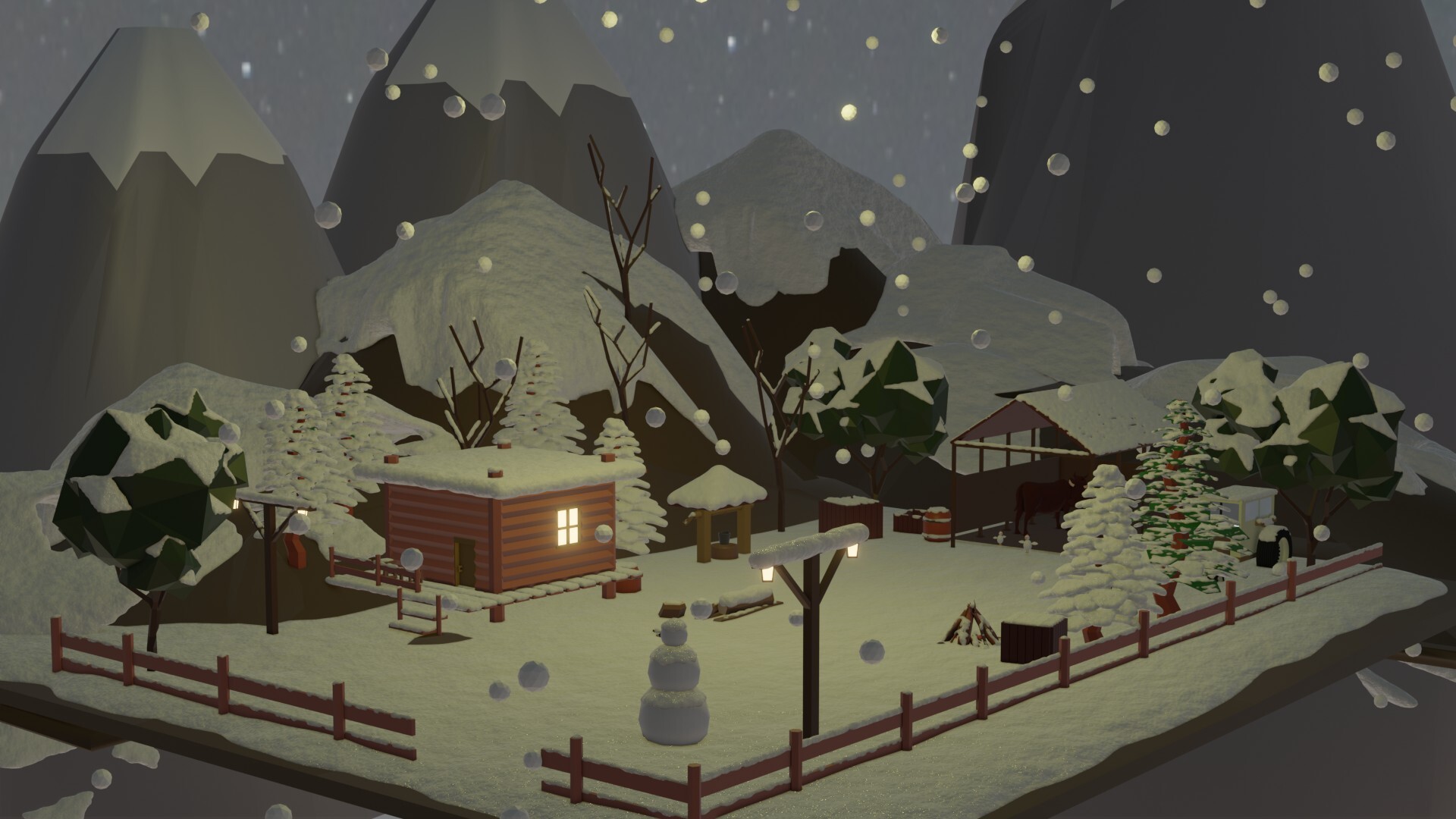 ArtStation - Blender Real Snow / 3D Farm Modelling Animation
