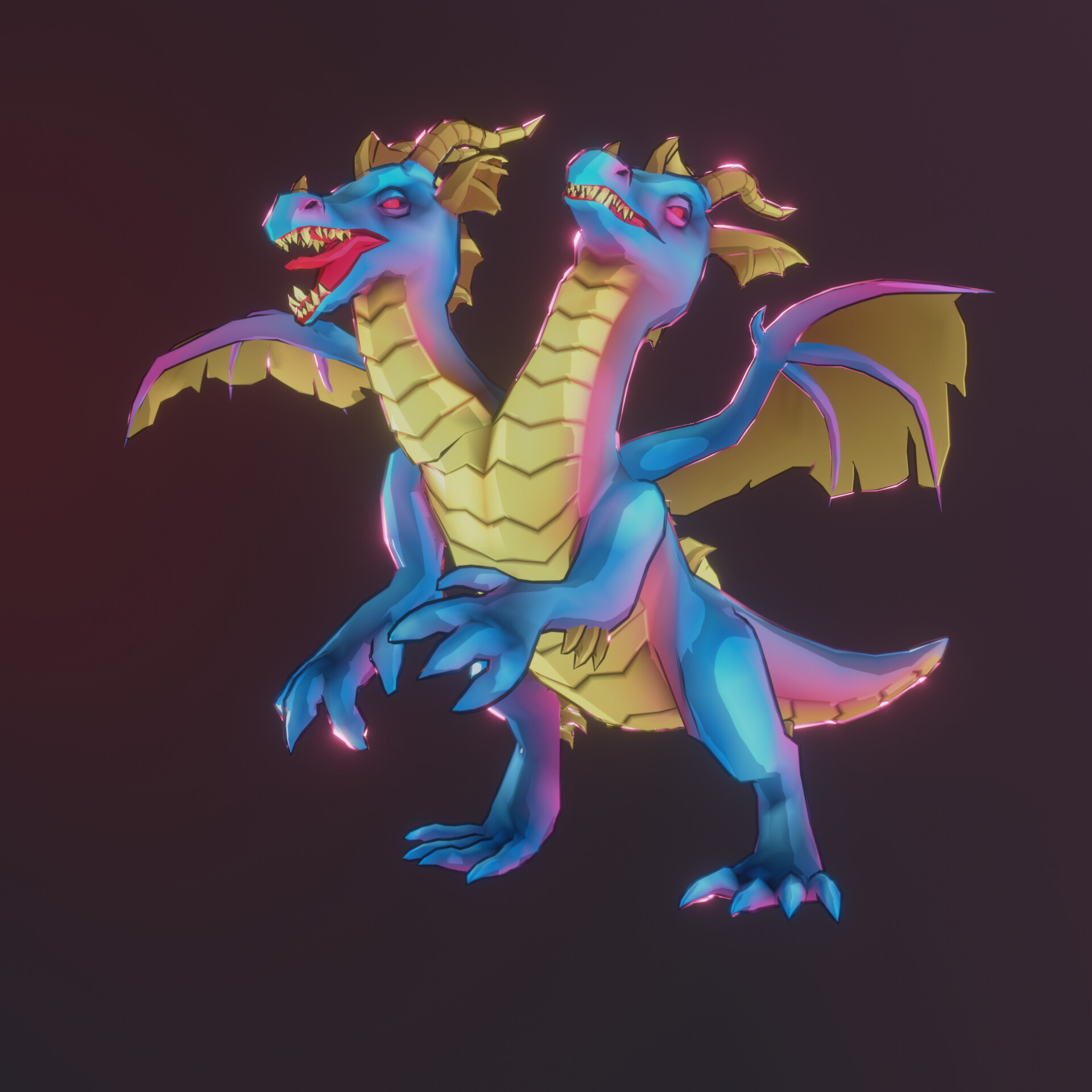 ArtStation - Stylized Two-Headed Dragon