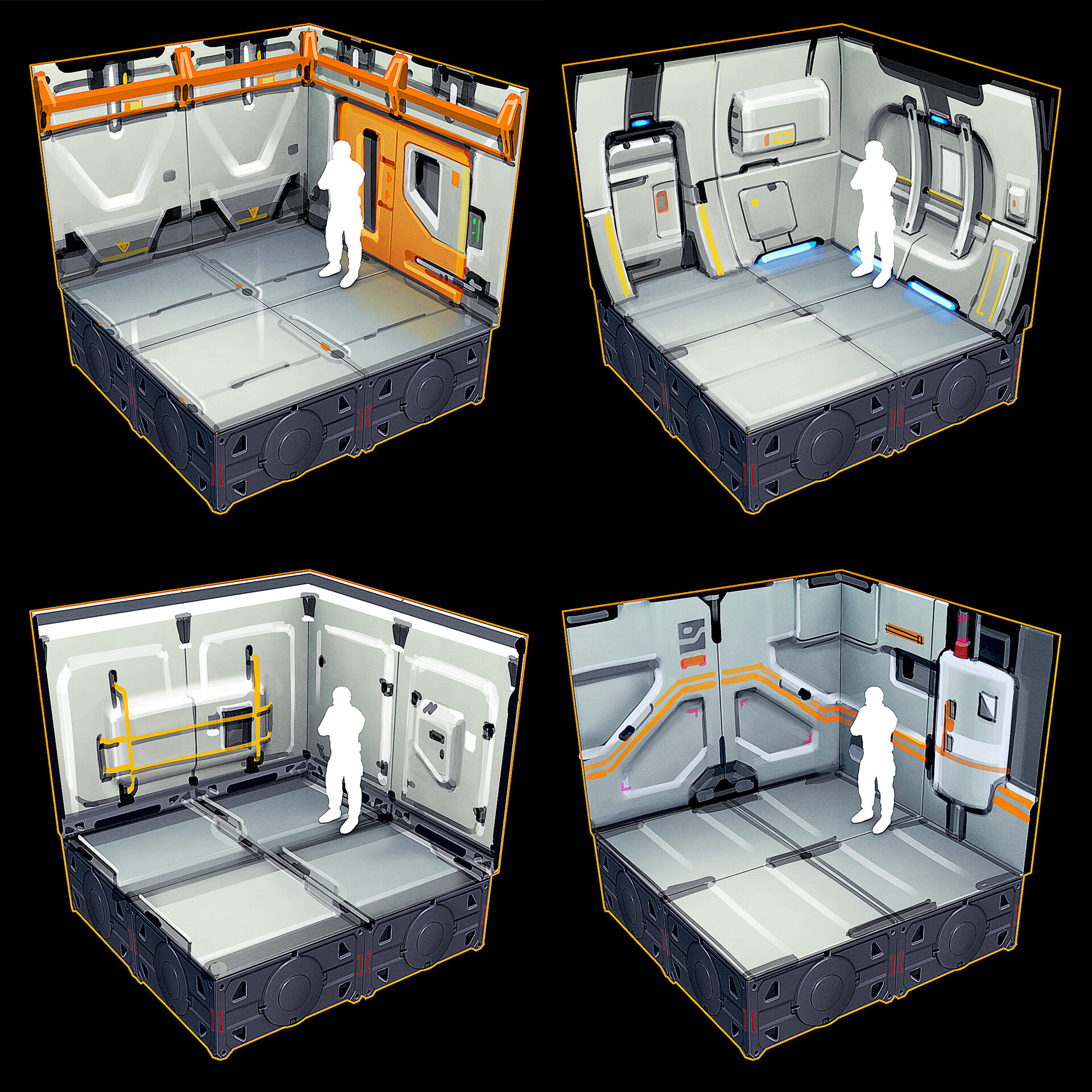 ArtStation - Space Station: Corridors - interior environment concept art