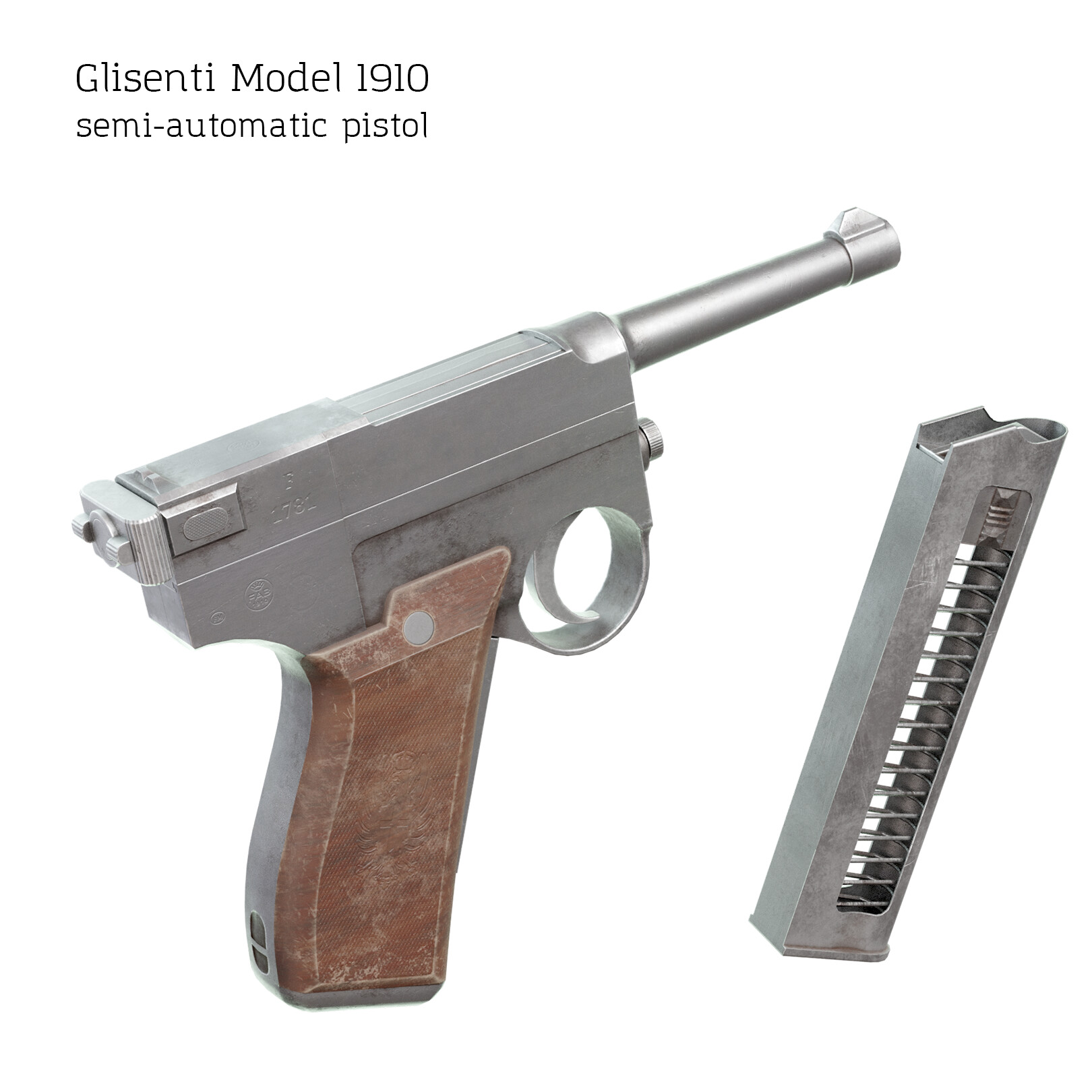 ArtStation - Glisenti Model 1910 semi-automatic pistol
