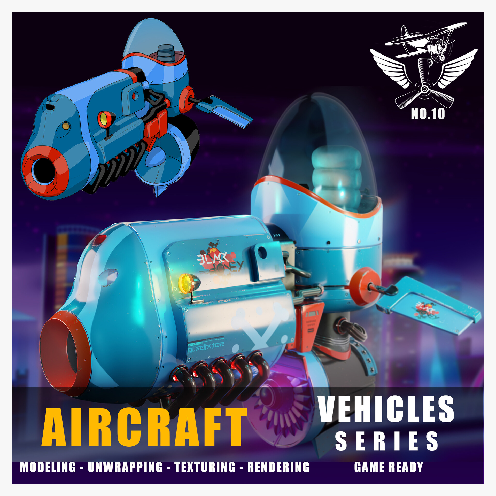 ArtStation - sci fi cyberpunk Aircraft hovercraft game ready (original ...