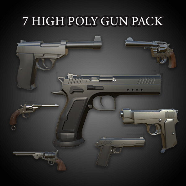 ArtStation - 7 High Poly Gun Pack