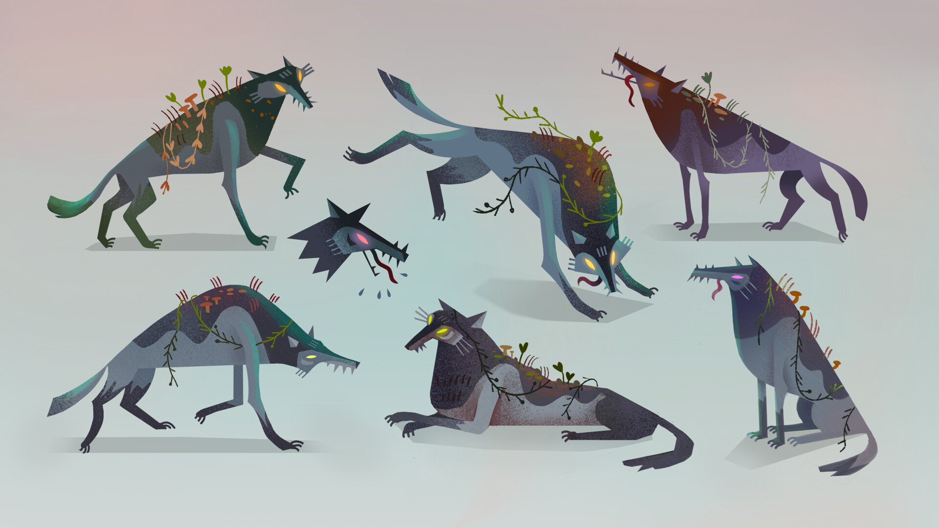 ArtStation - Misty forest animals - Visual development project