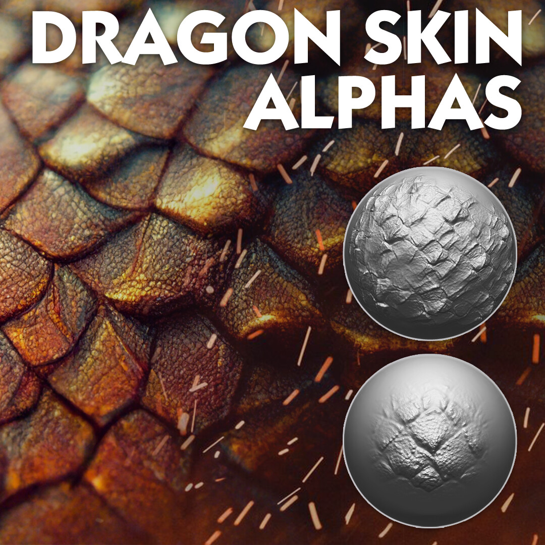 ArtStation - 50+ Dragon Skin Alphas for ZBrush (Bonus: 3 Free Alphas)