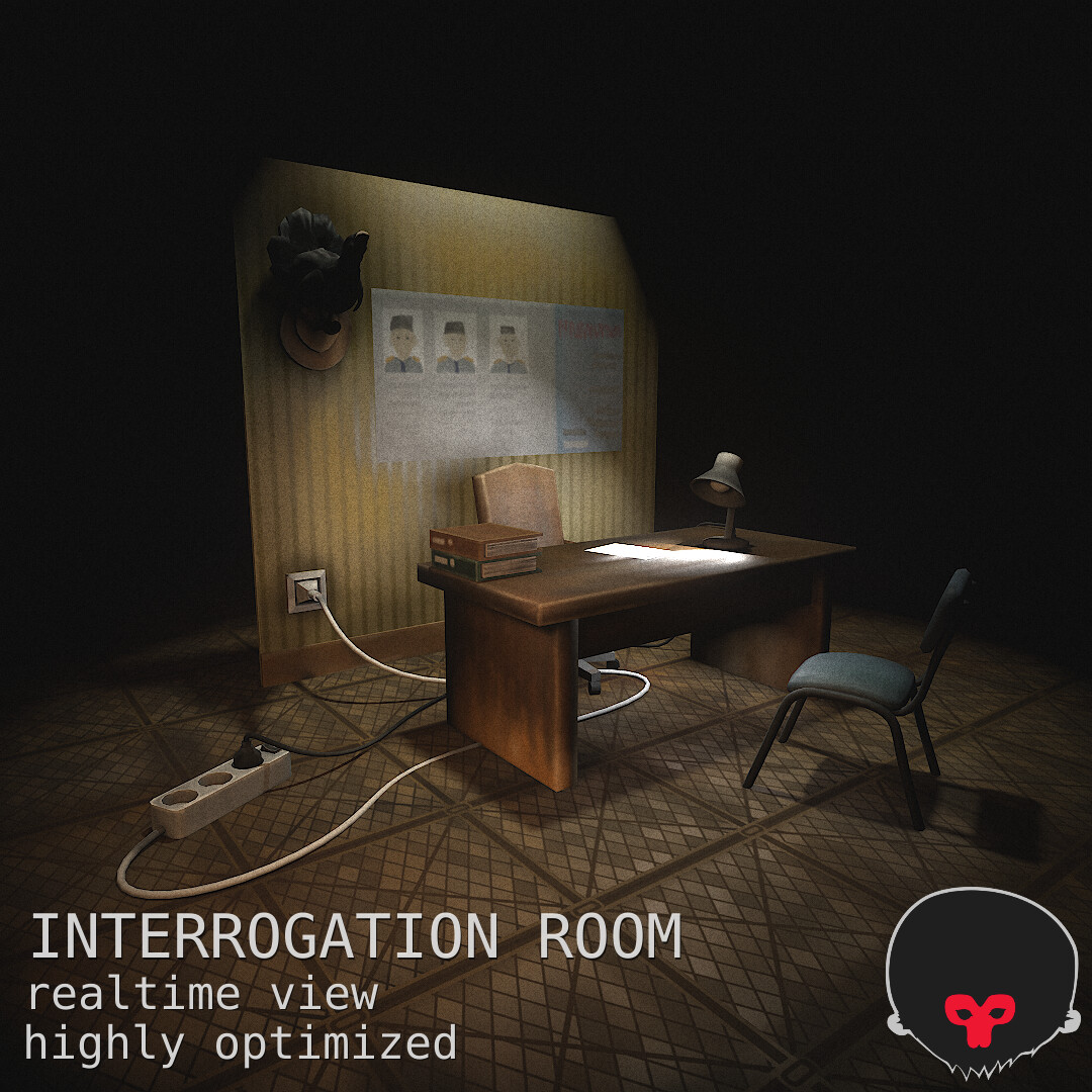ArtStation - Low-poly Game Asset "interrogation room"