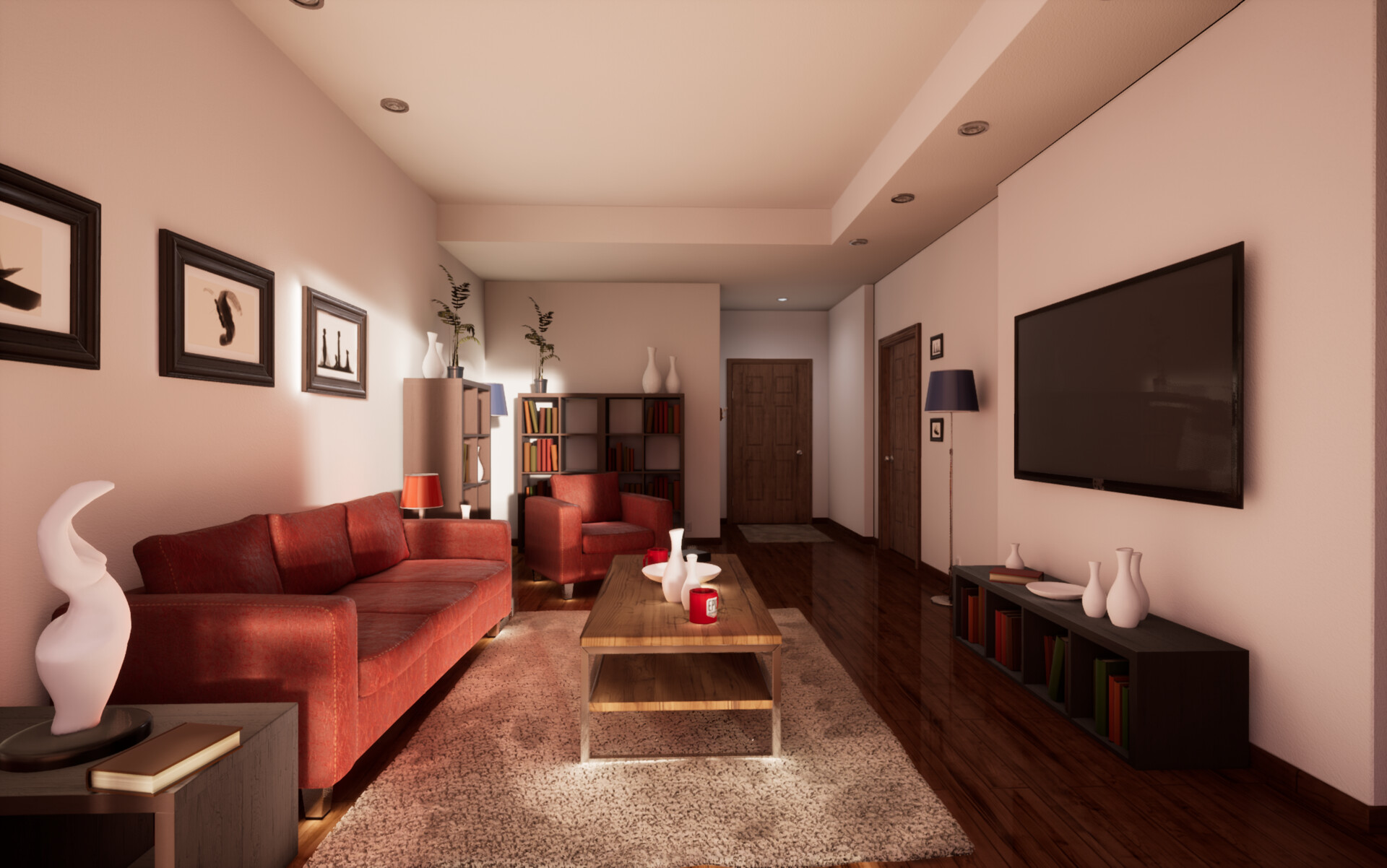 ArtStation - Archviz living room with dem good feels. (Dusk-time)