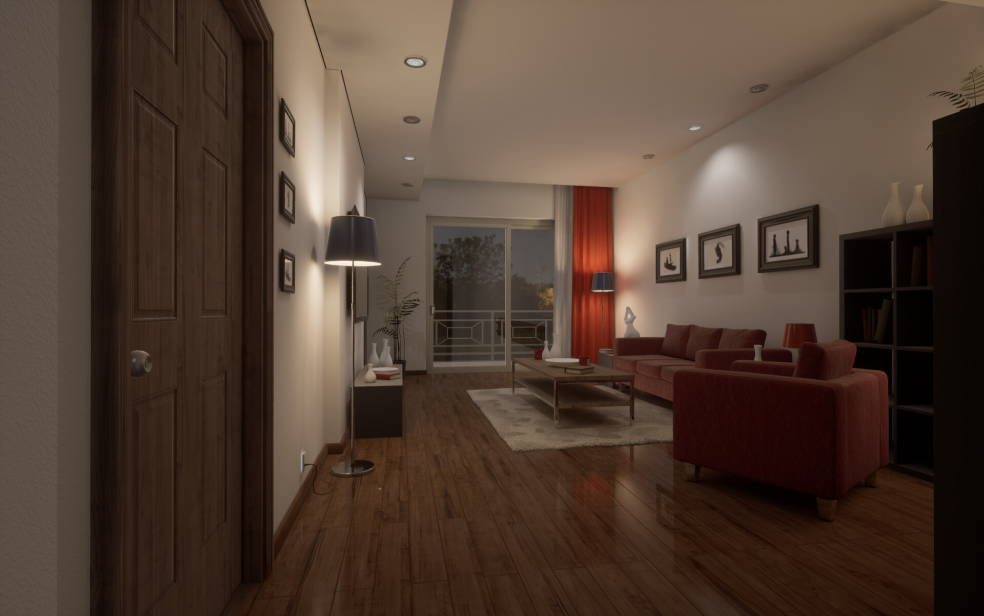 ArtStation - Archviz living room (Night-time)
