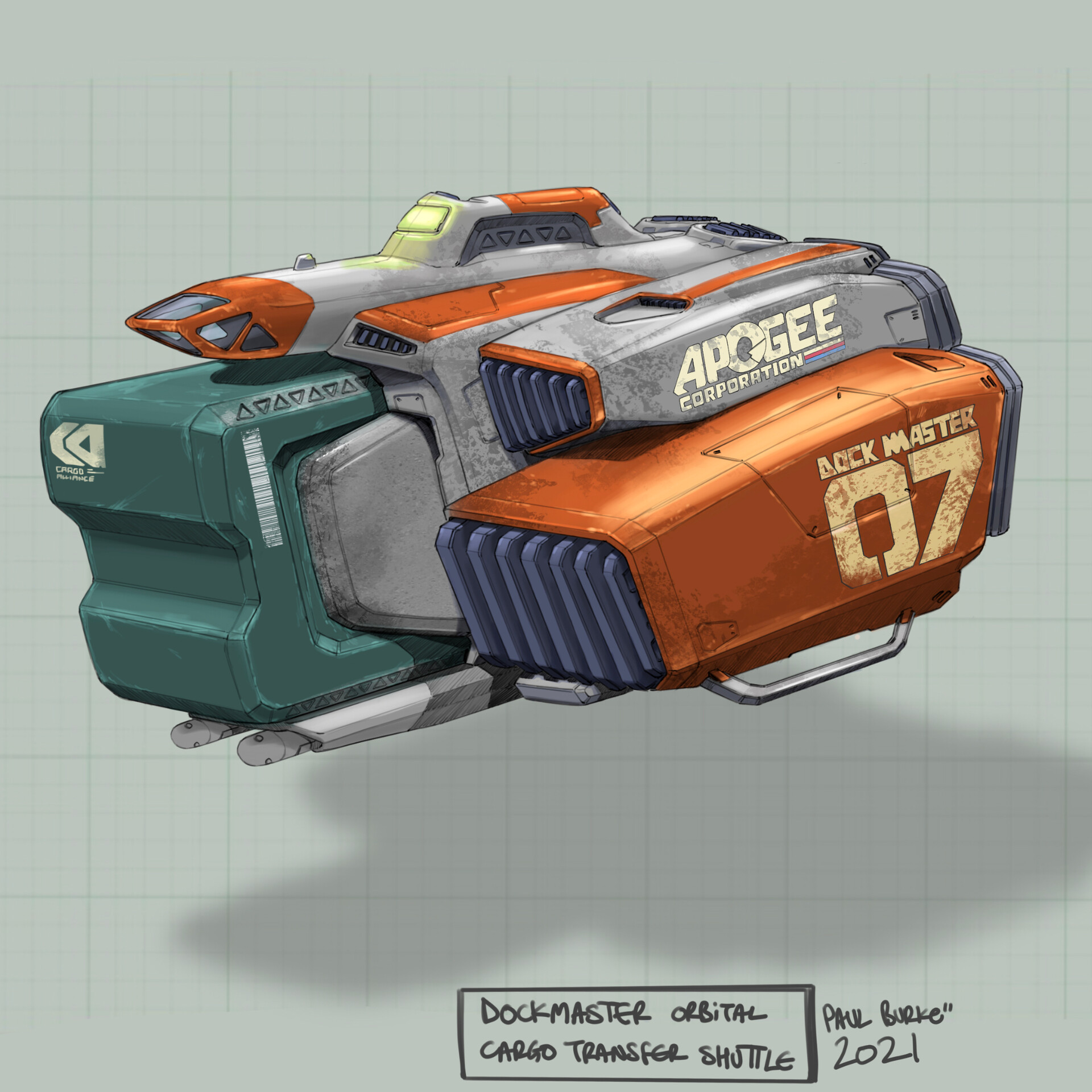 ArtStation - Dockmaster Orbital Cargo transfer shuttle - personal work