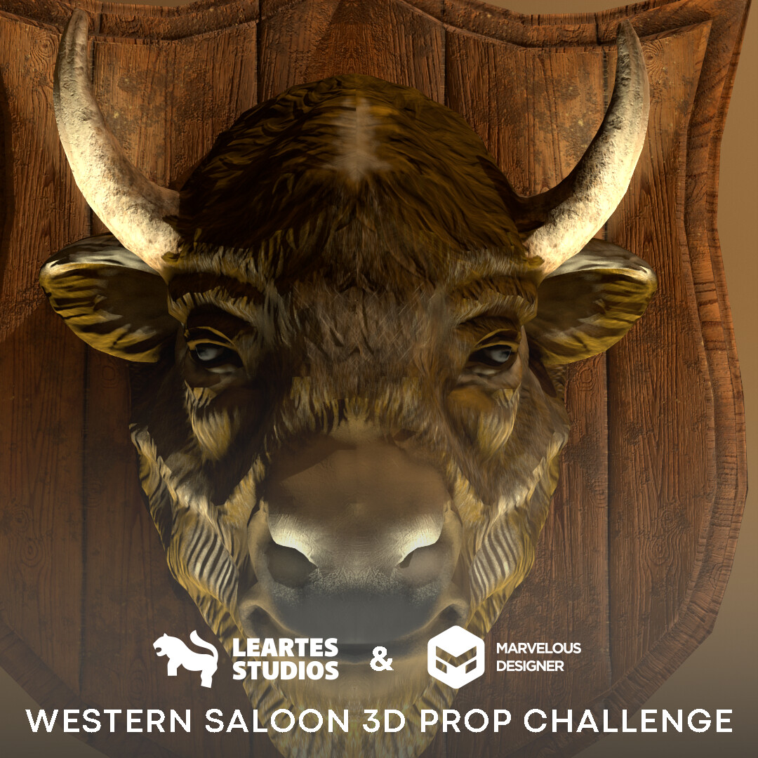 ArtStation - Stylized buffalo head mount