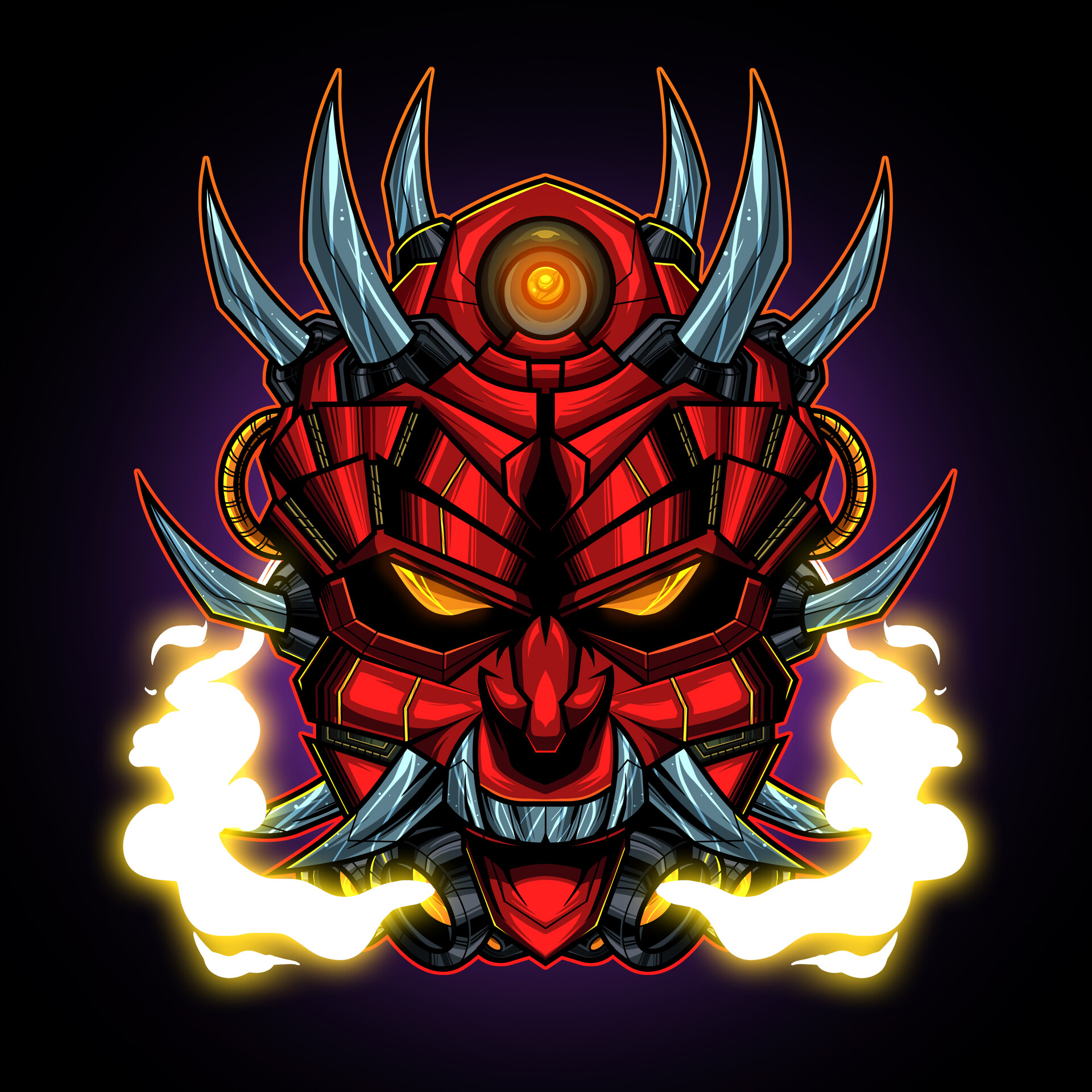 ArtStation - Mecha Hannya Mask Digital Illustration