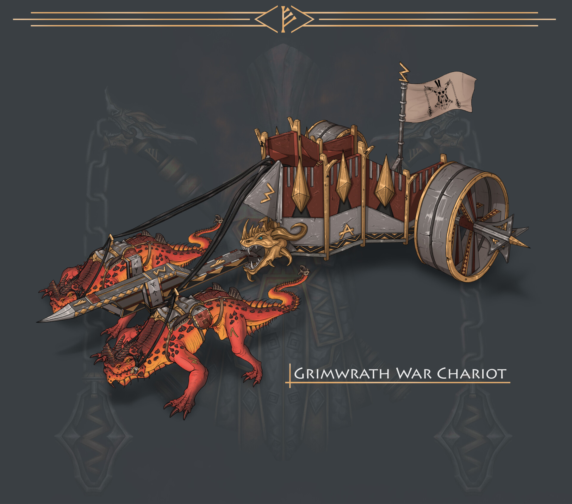 ArtStation - Fyreslayer Chariot Design - Grimwrath War Chariot