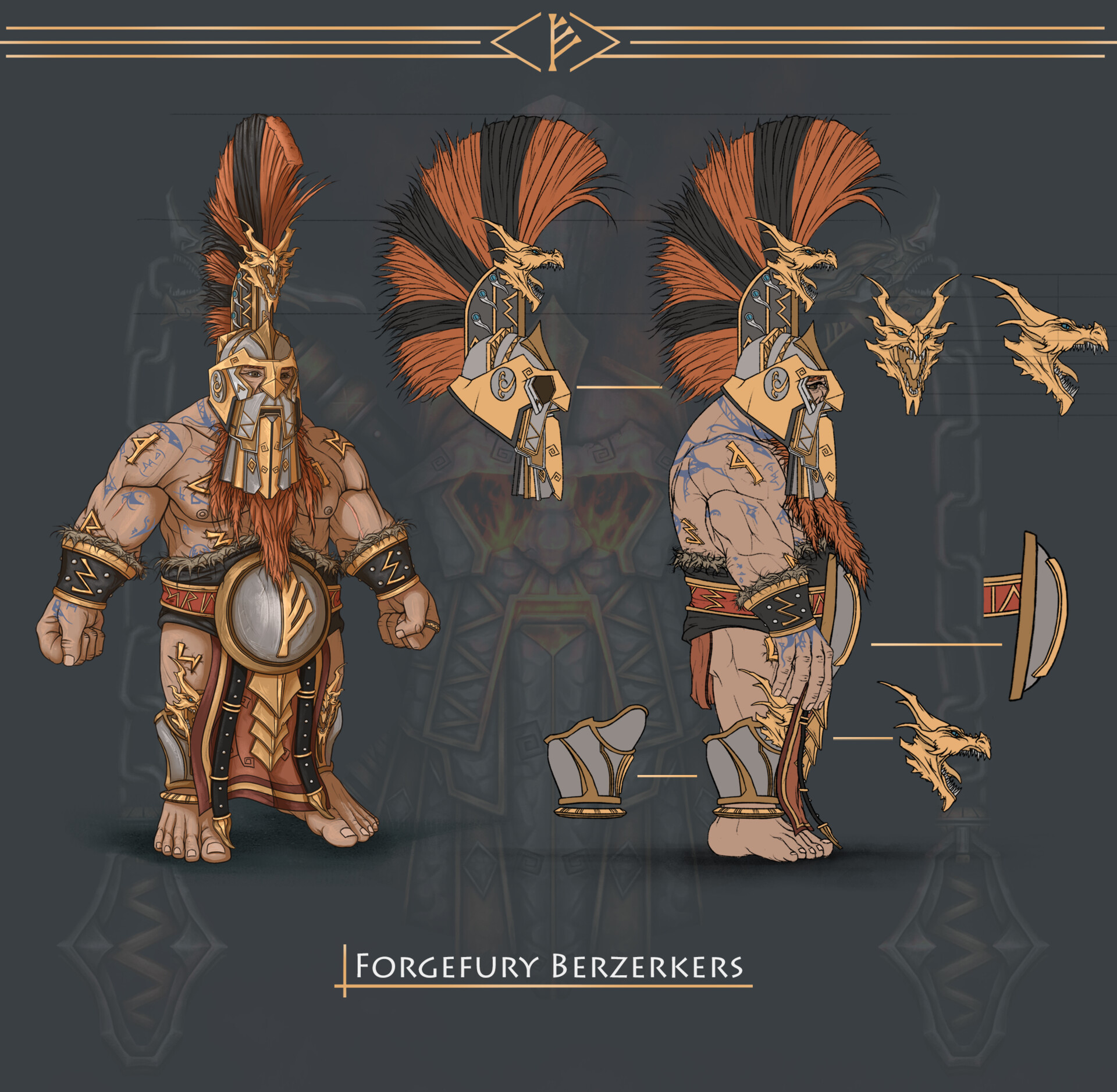 ArtStation - Fyreslayer Ground Unit - Forge fury Berzerkers