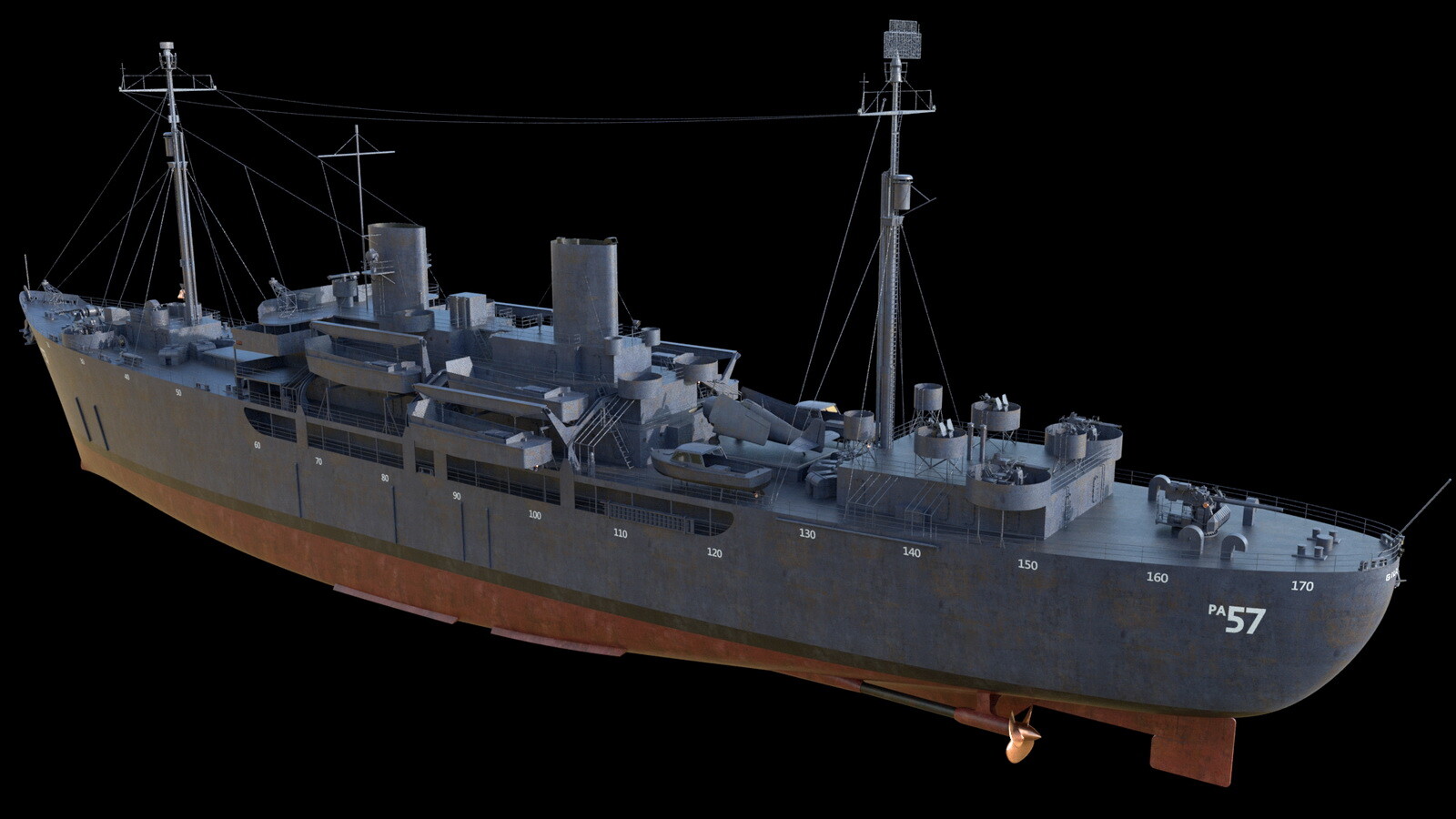 ArtStation - American attack transport USS Gilliam (APA-57) during the ...