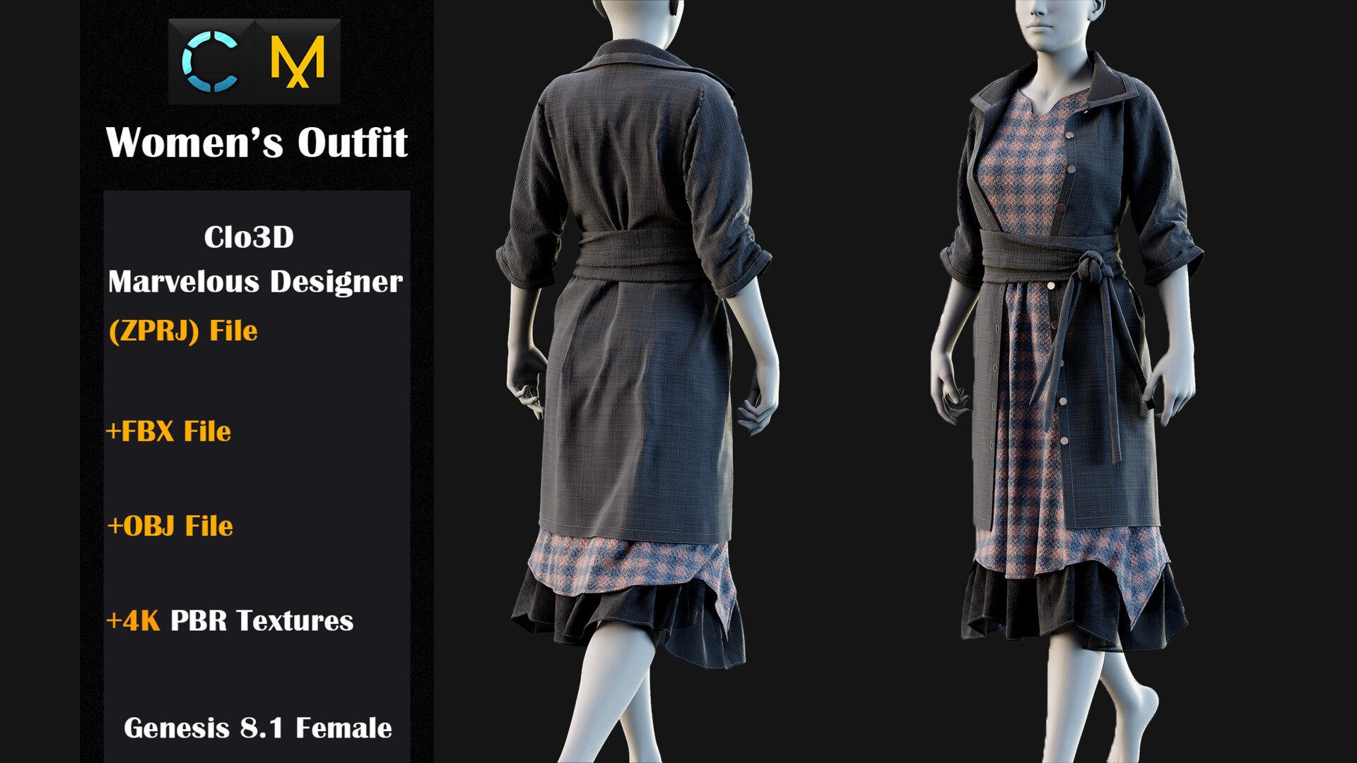ArtStation - Women Outfit Marvelous Designer / Clo3d Project + OBJ ...